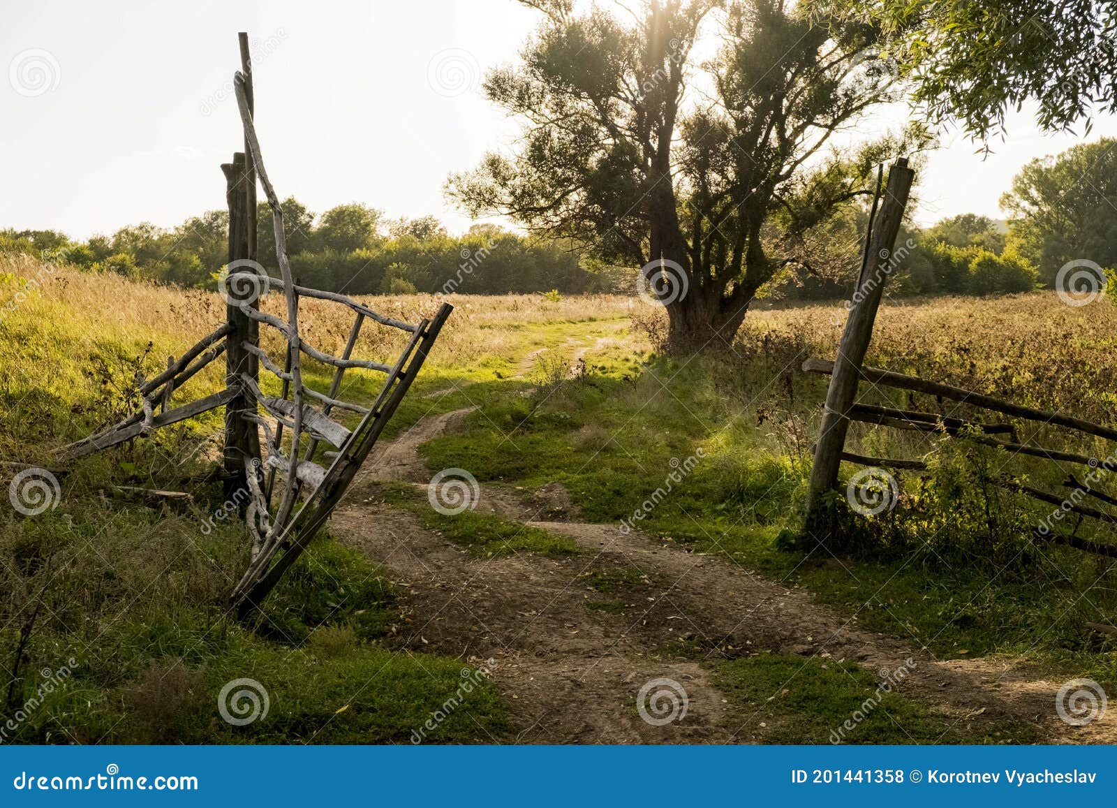 Old broken village gate stock photo. Image of summer - 201441358