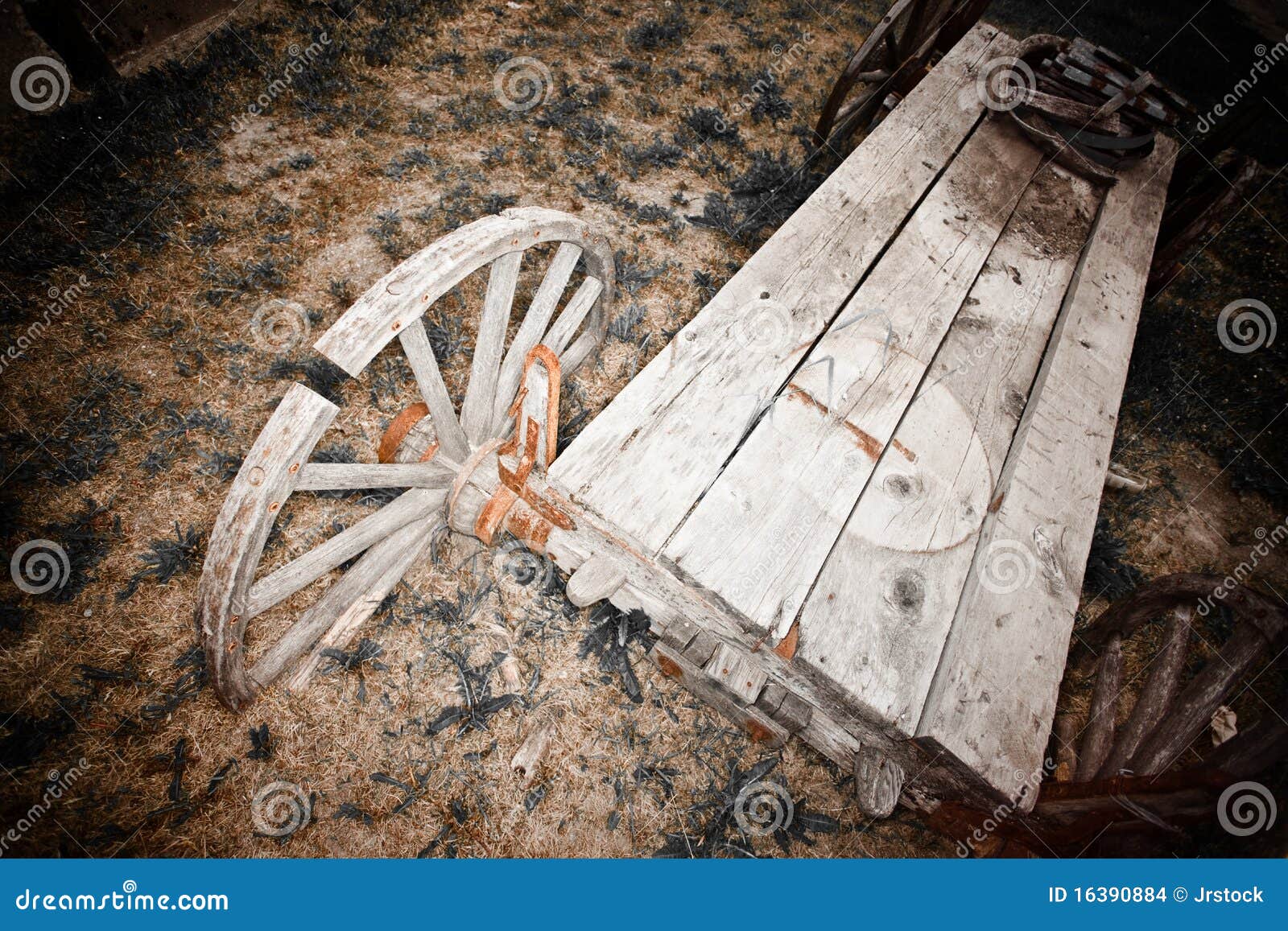 Old broken wagon. stock photo. Image of ancient, broken - 16390884