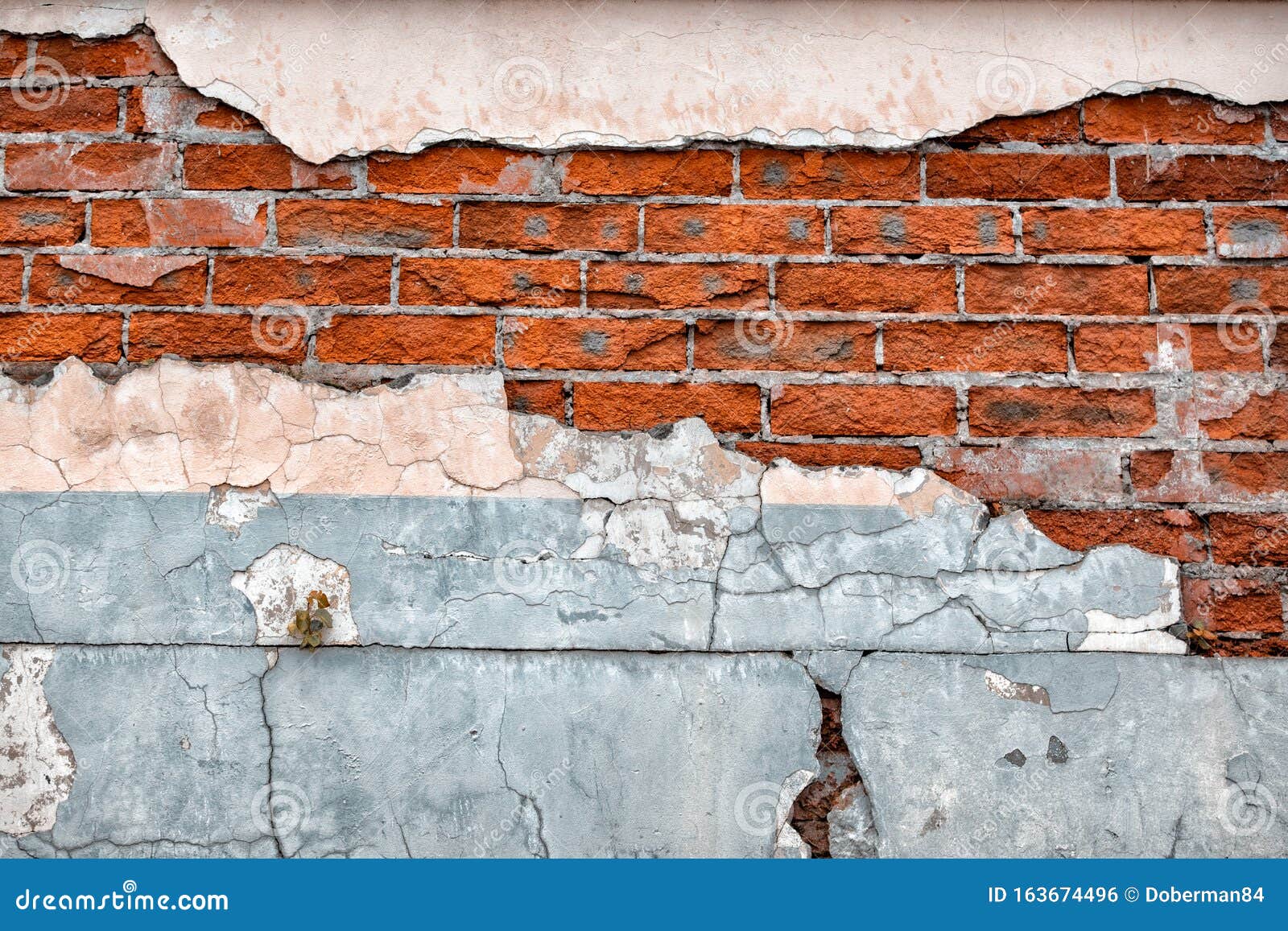 Old Broken Wall with Visible Bricks Texture Stock Photo - Image of ...