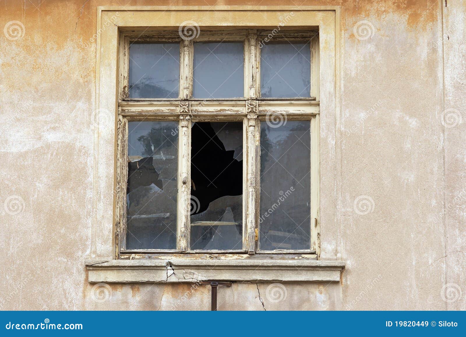 Old broken window stock image. Image of glass, detail - 19820449