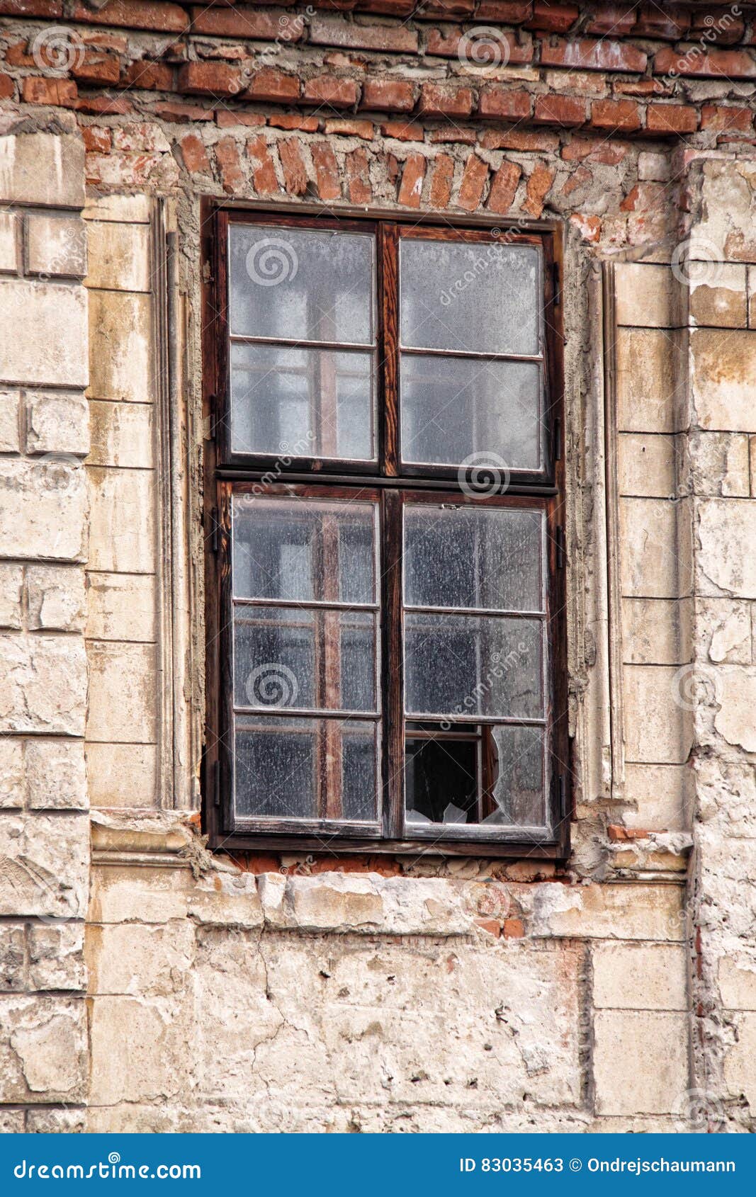 Old Broken Window of the Cracked House Stock Image - Image of frame ...