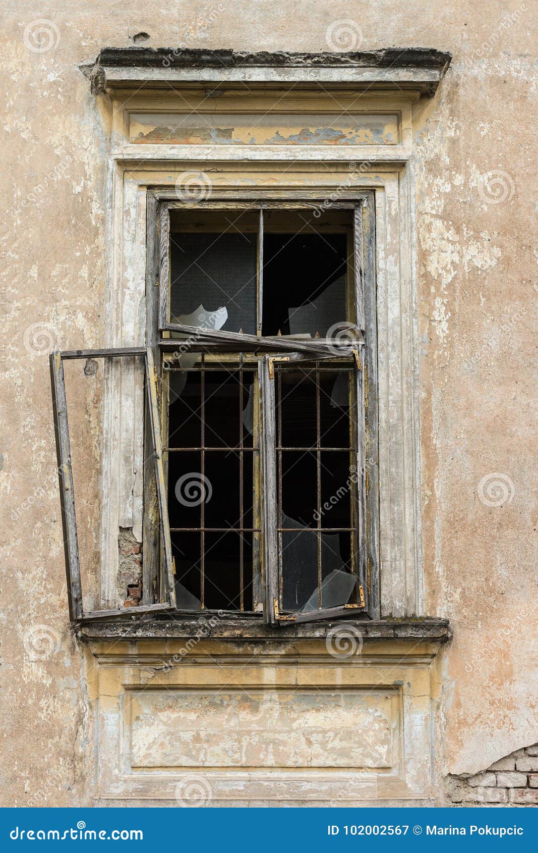 Old broken window stock image. Image of traditional - 102002567