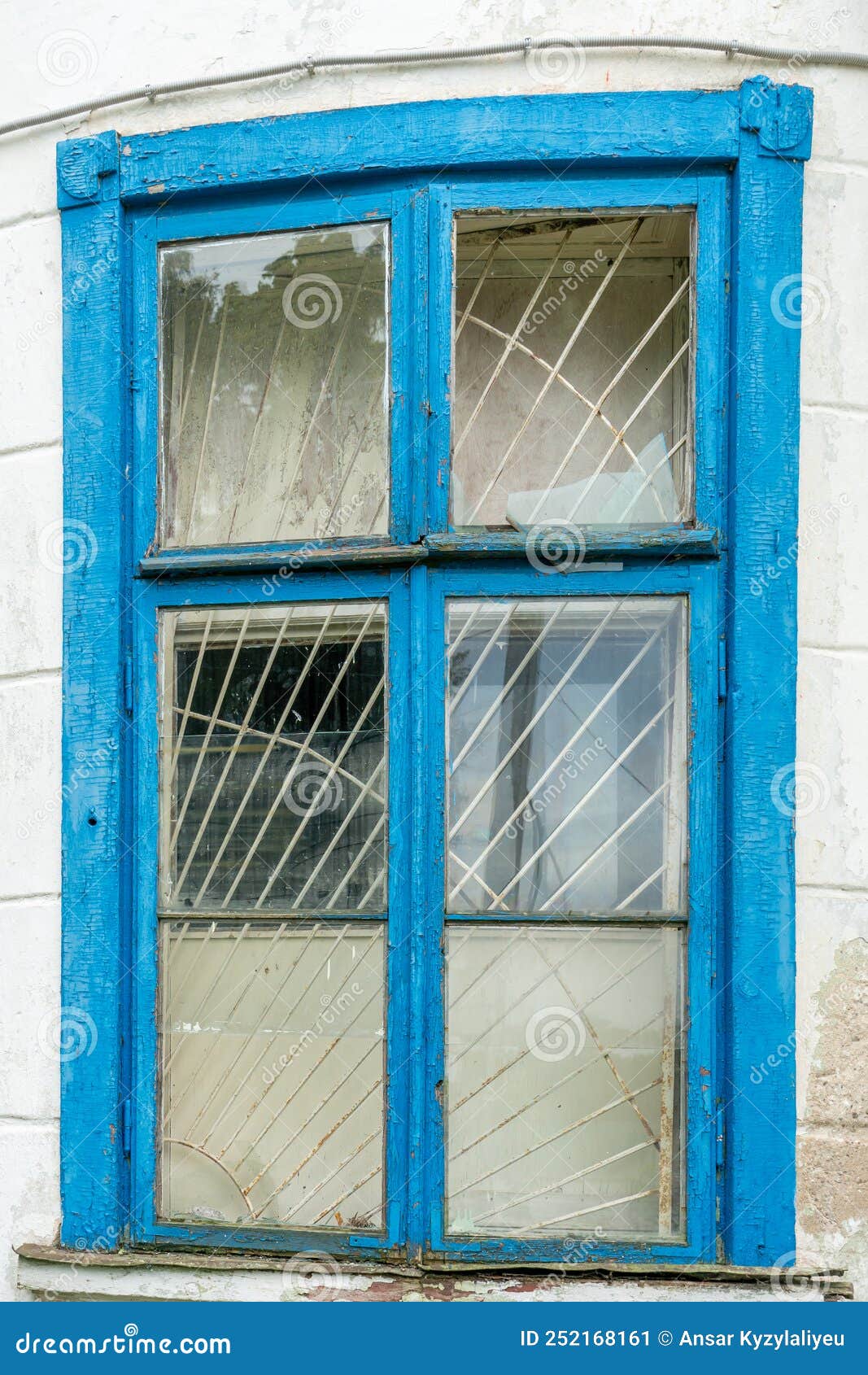 An Old Broken Window in a Wooden House. Renovation of a House in the ...