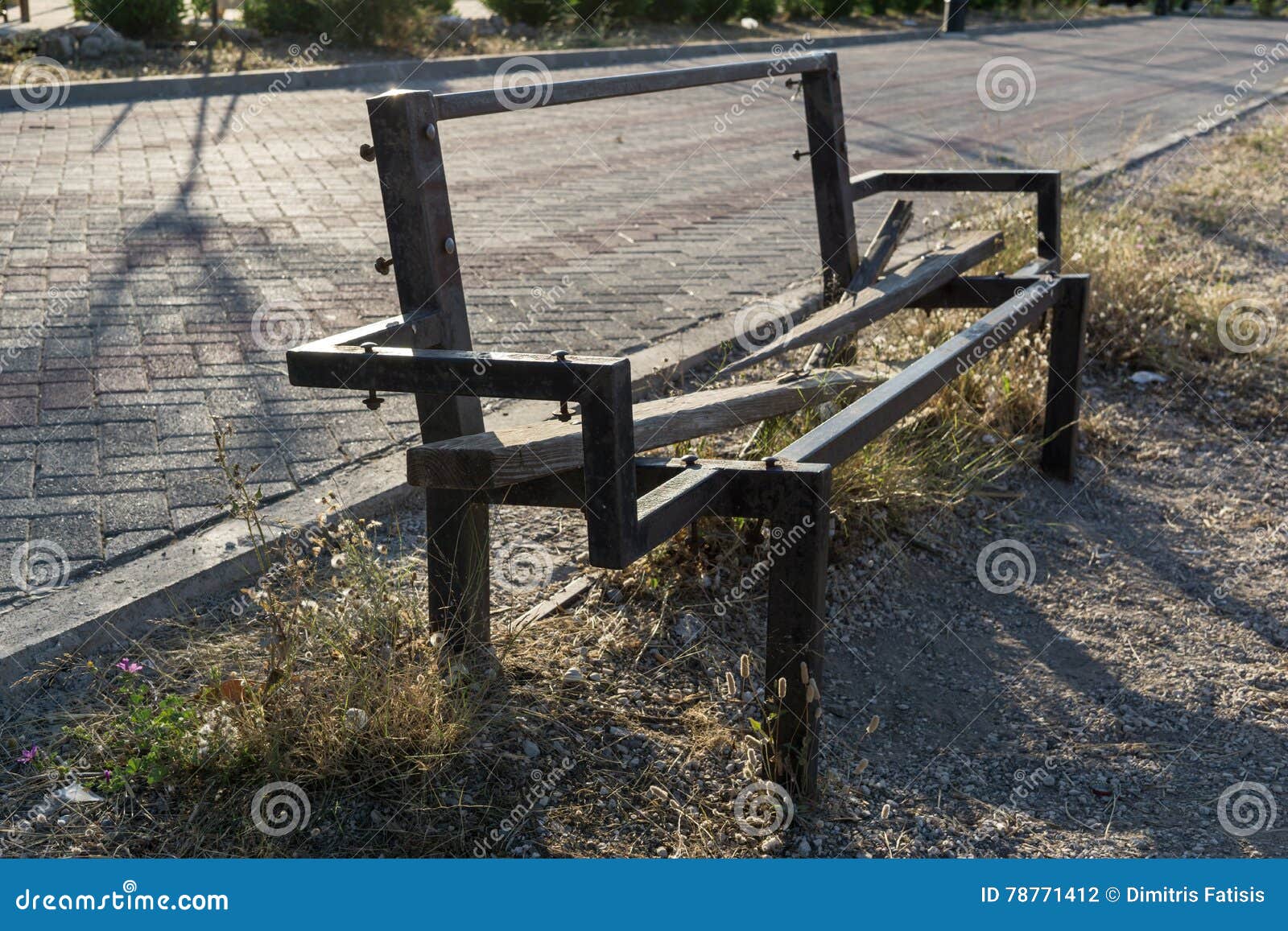 Old broken wooden bench stock photo. Image of garden - 78771412