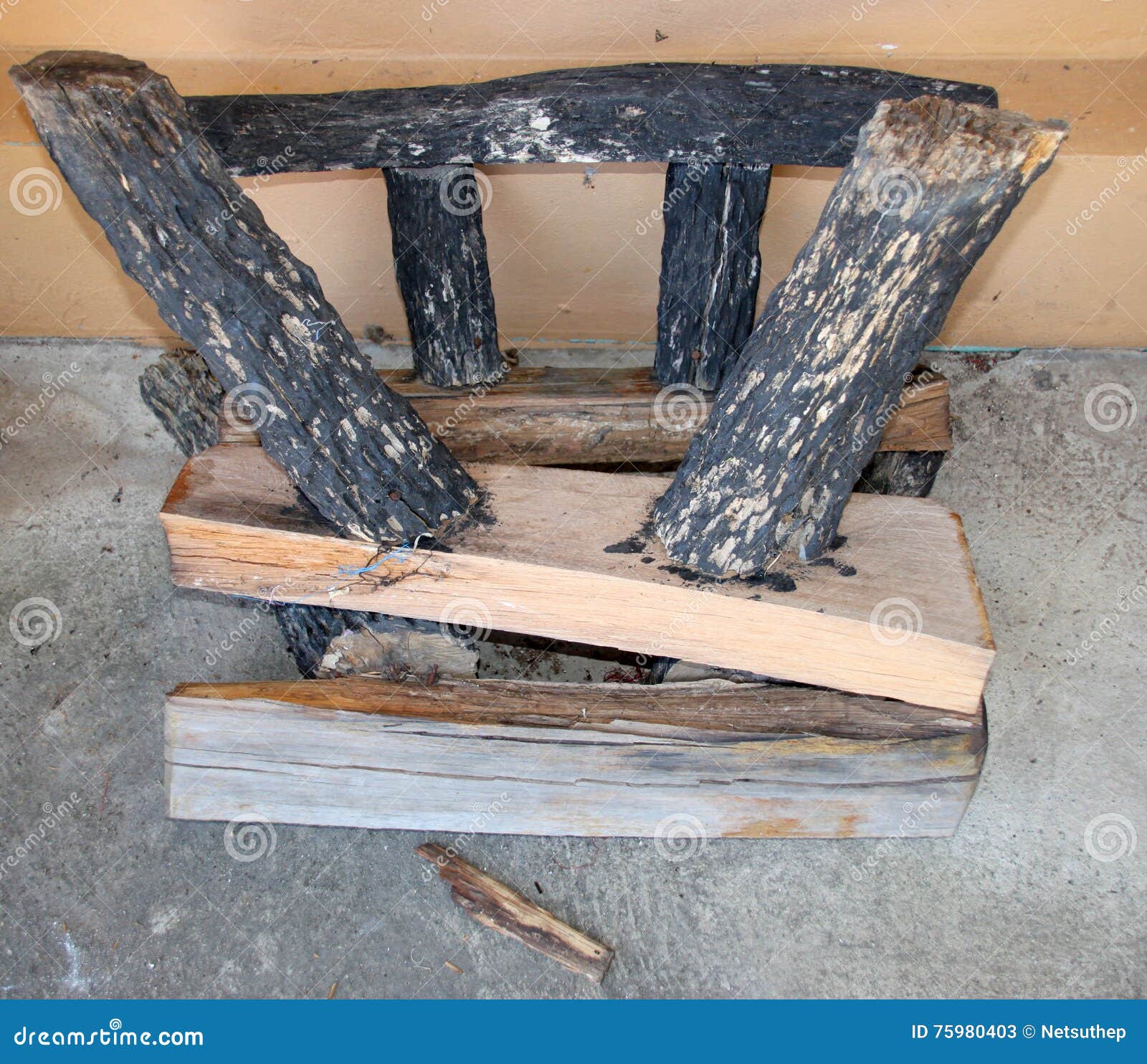 Old and Broken Wooden Bench Stock Image - Image of seat, tree: 75980403