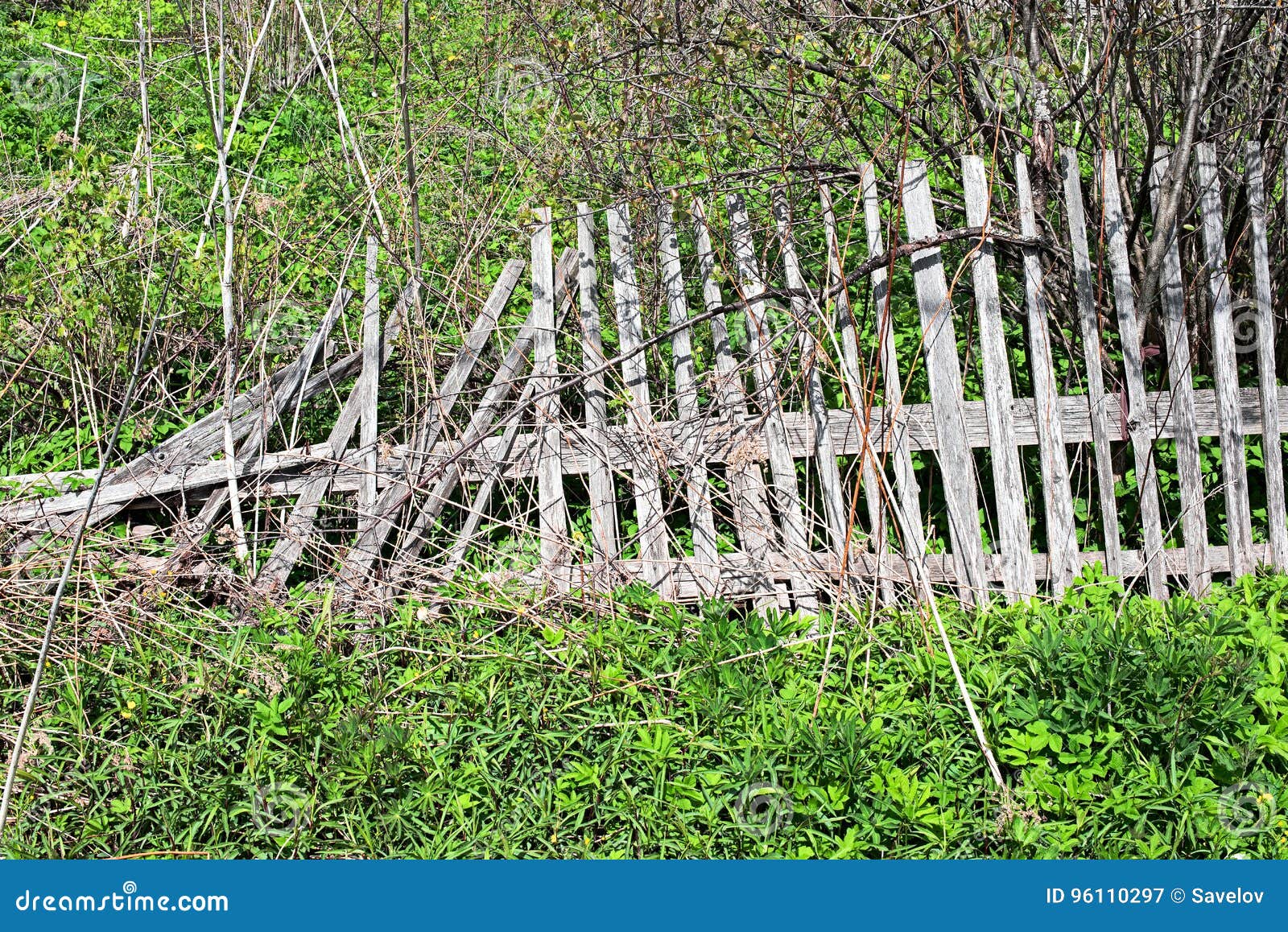 Old broken wooden fence stock image. Image of neglect - 96110297