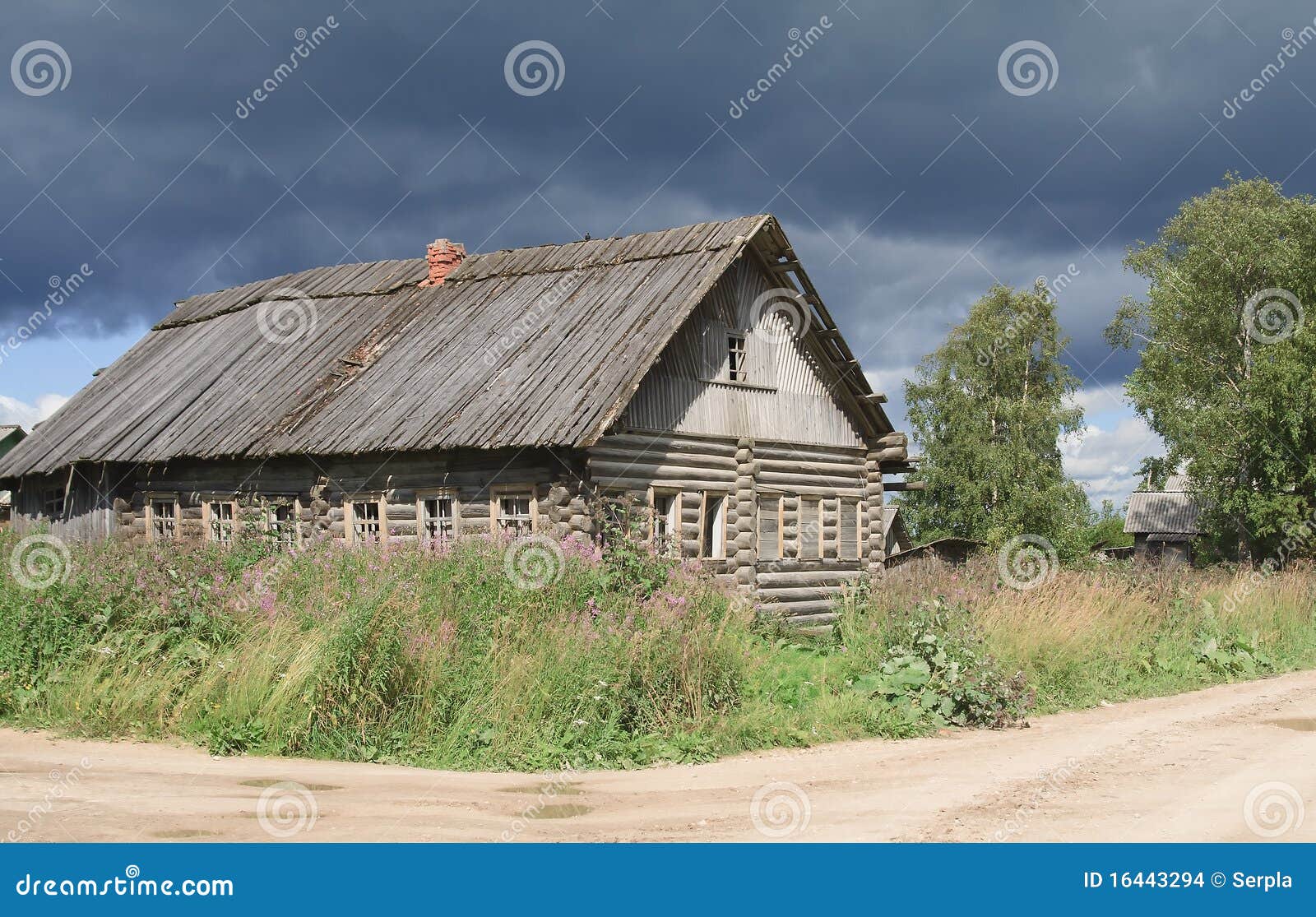 Old broken wooden house stock photo. Image of clouds - 16443294