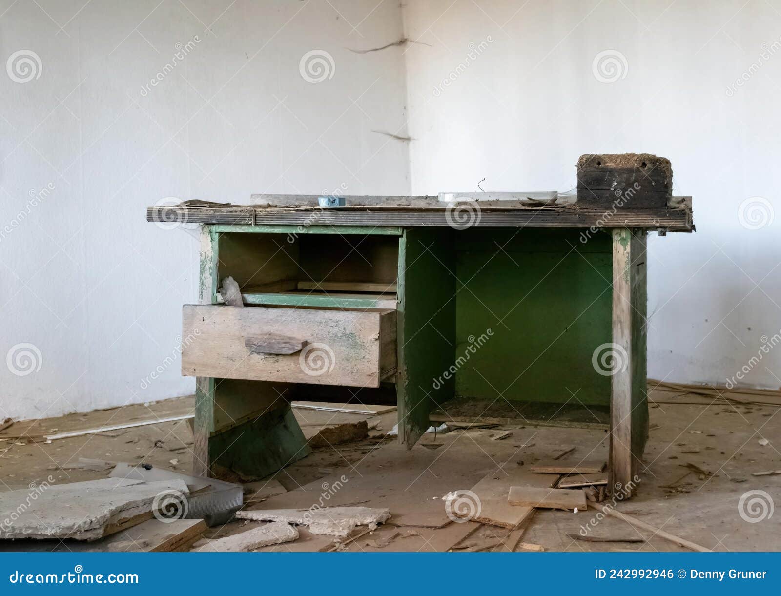 An Old Workbench in a Lostplace Stock Photo - Image of factory ...