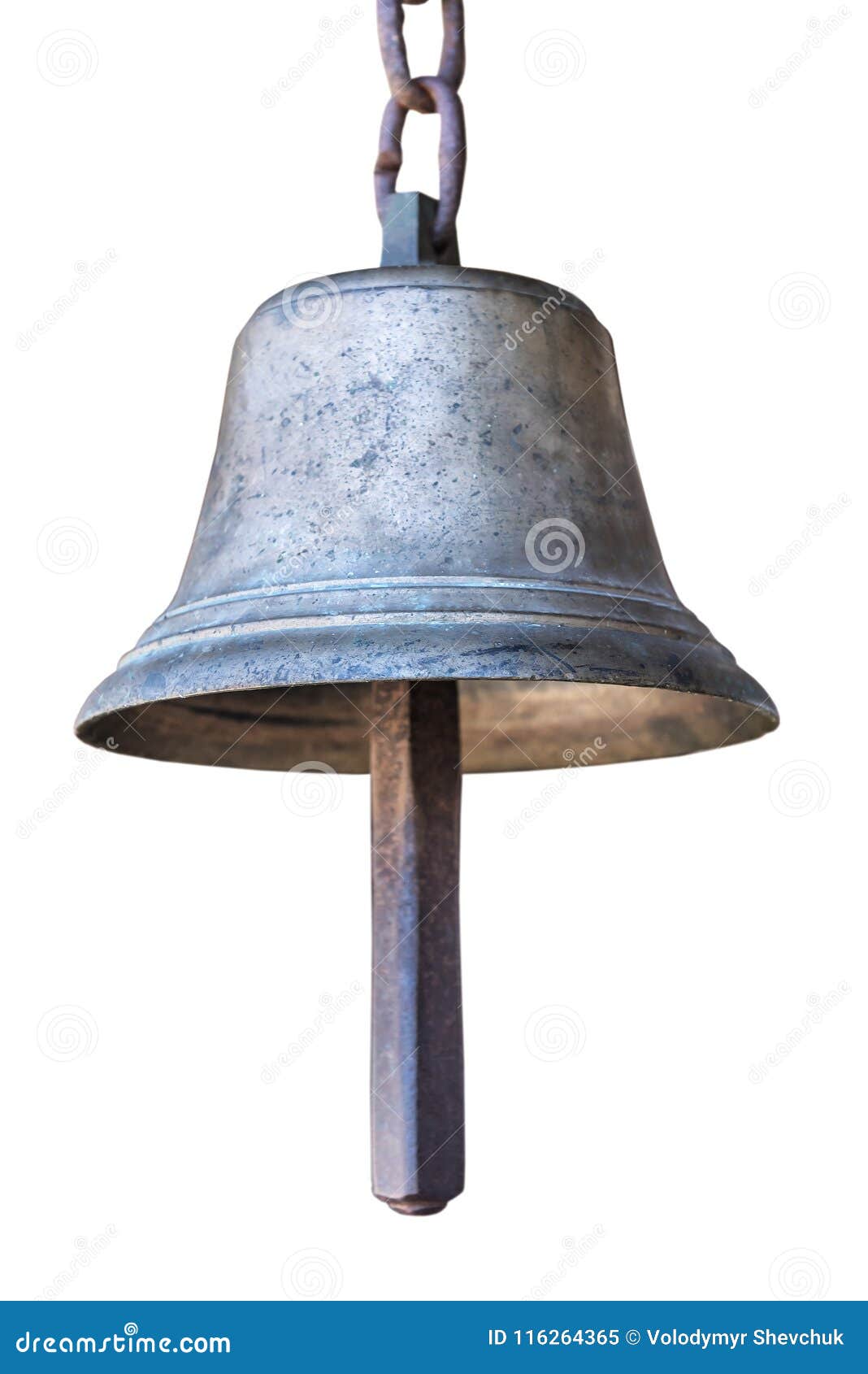 Old bronze bell on white stock image. Image of historical - 116264365