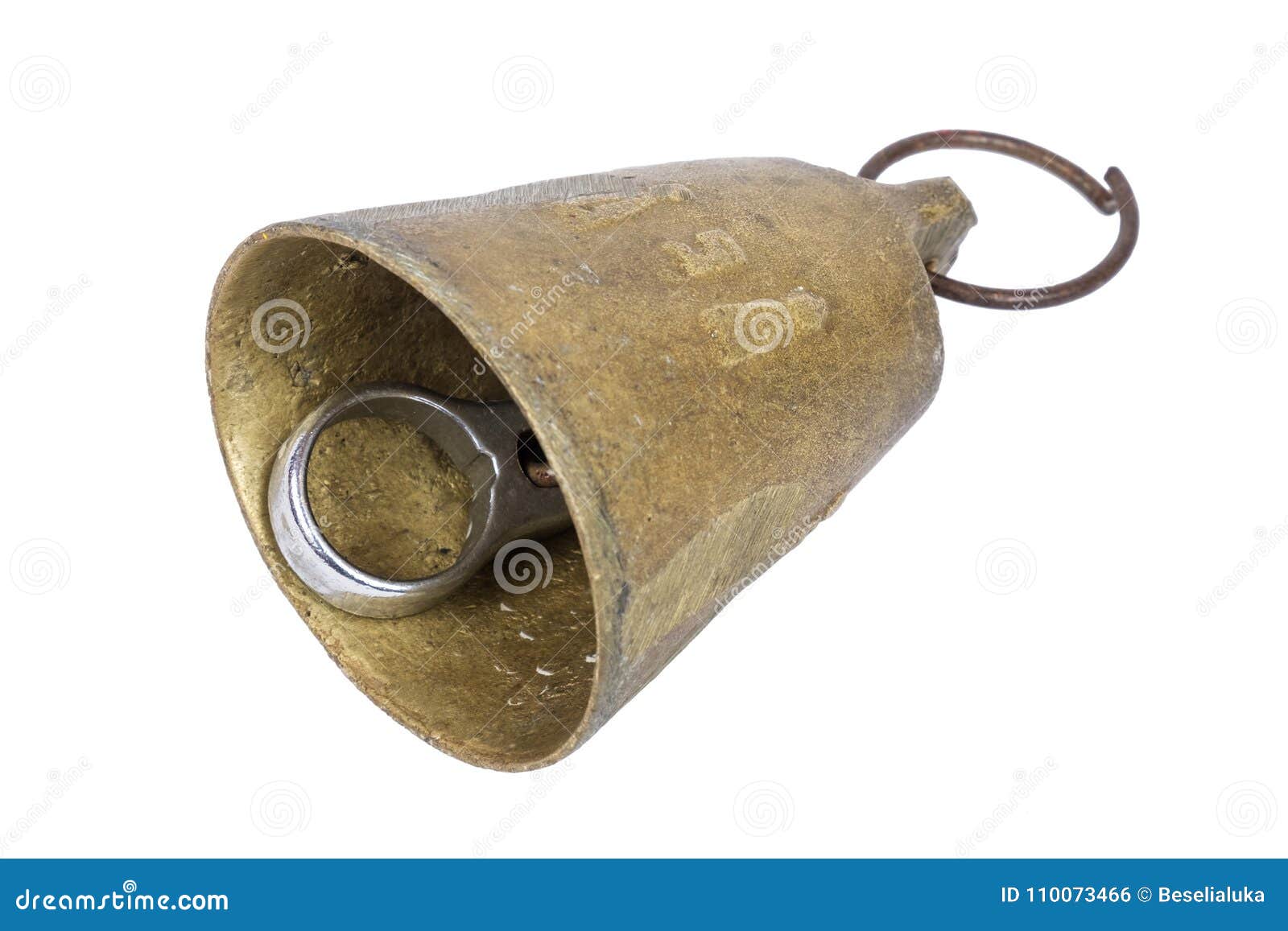 Old Bronze Bell on a White Background Stock Photo - Image of ring ...