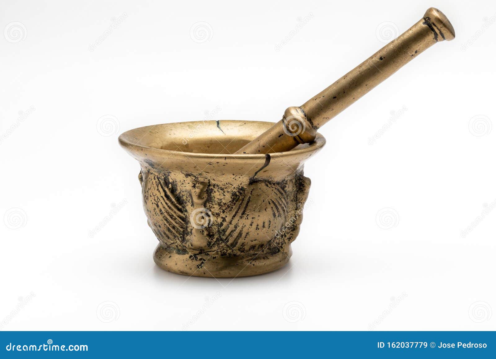 Old Bronze Mortar. Isolated. Stock Image - Image of bronze, aged: 162037779