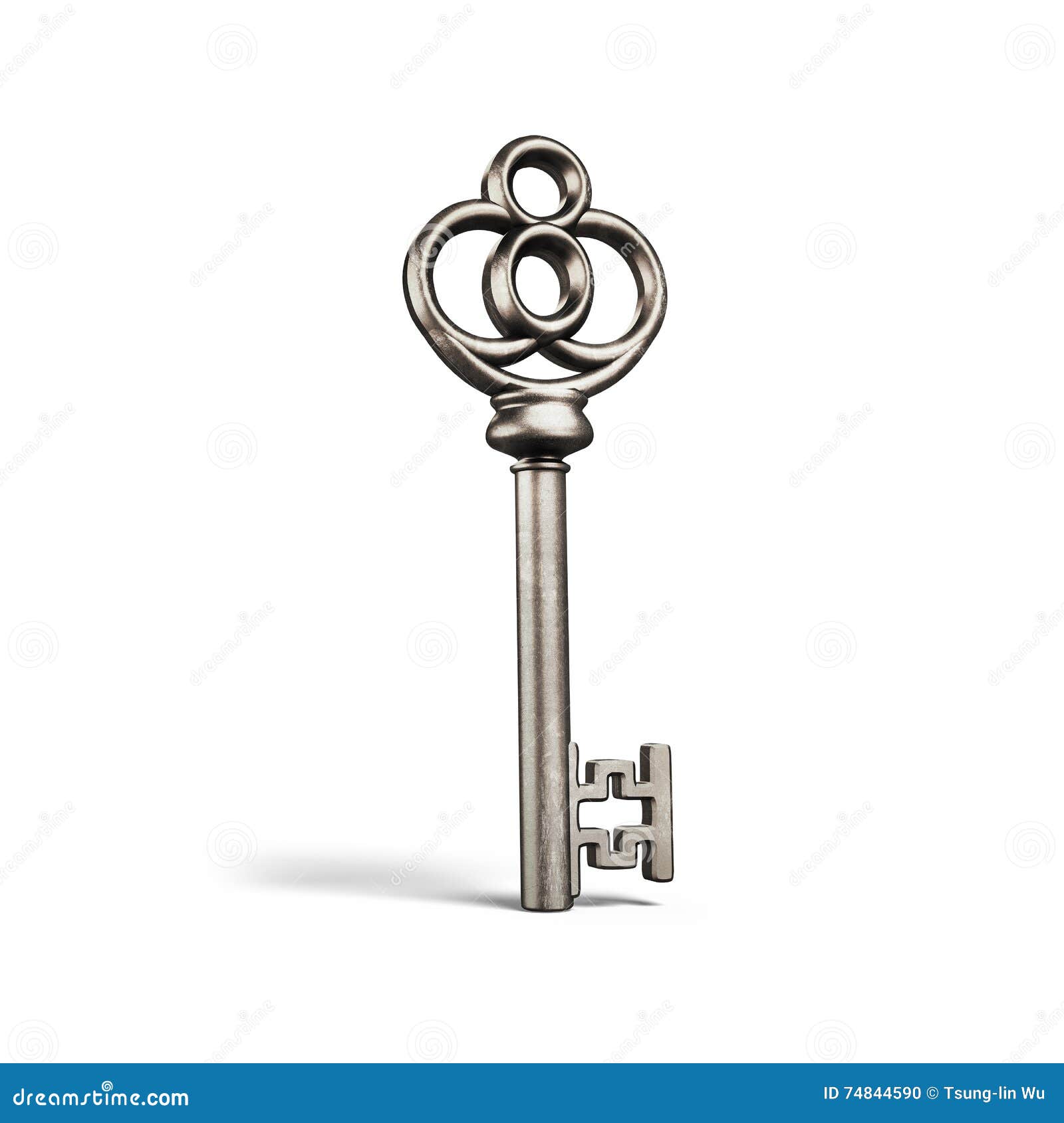 Old Bronze Treasure Key 3D Rendering Stock Illustration - Illustration ...