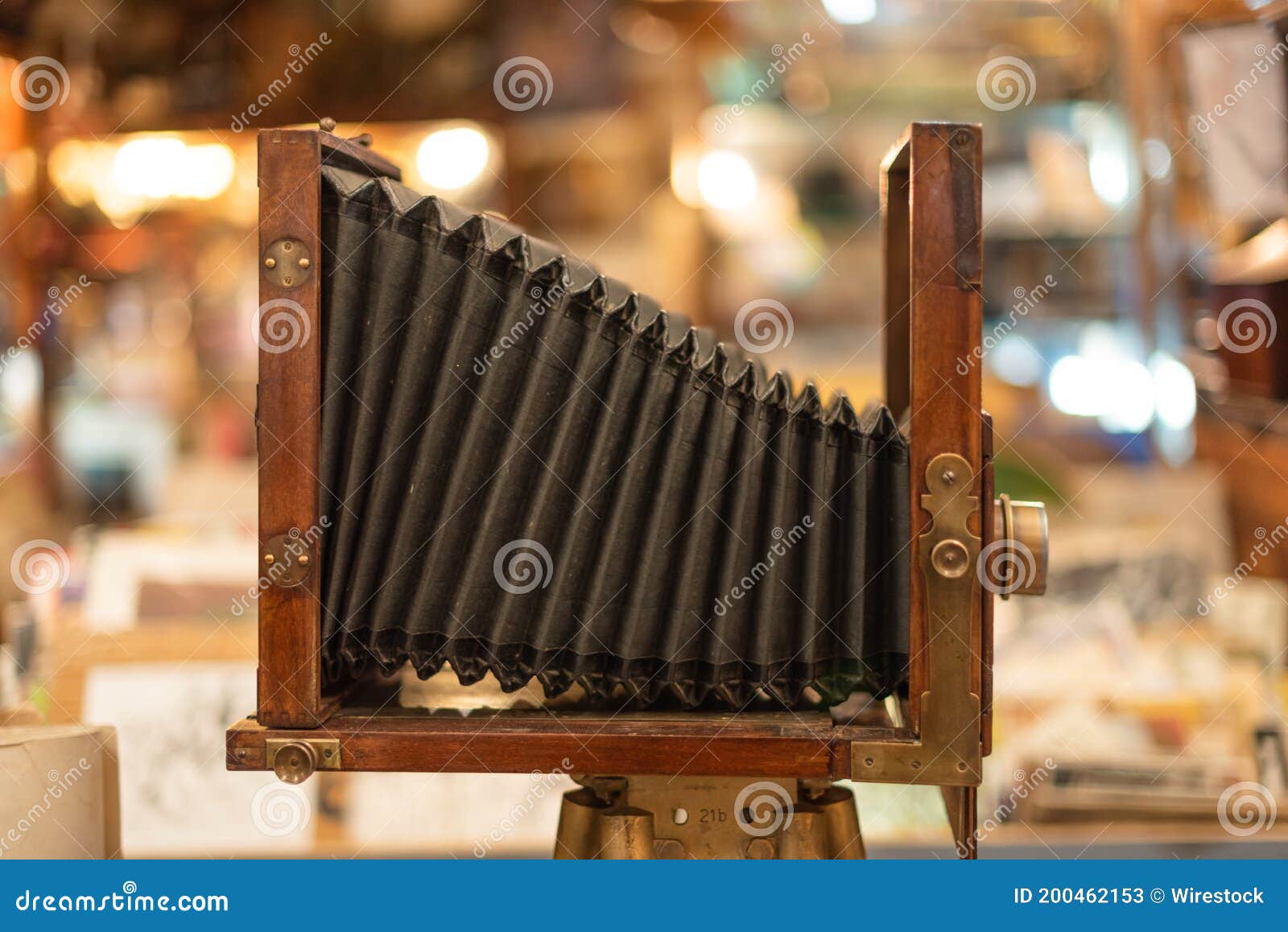 Old brown bellows camera stock image. Image of master - 200462153