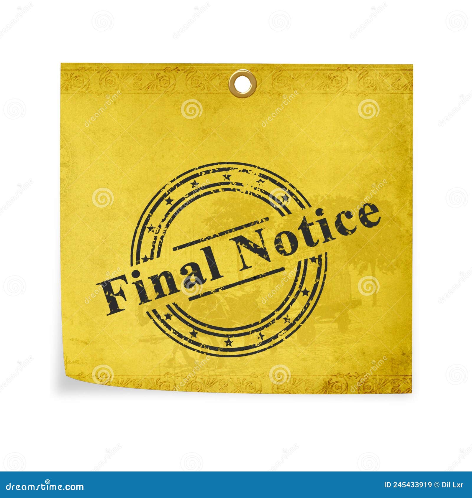 Old Brown Colour Notes Paper with Stamps Set Stock Illustration ...