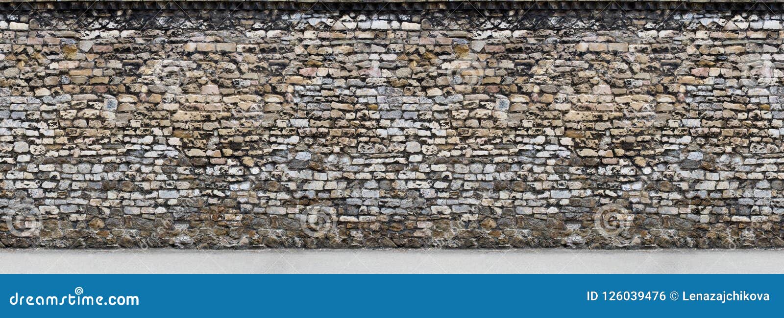 Old Brown Stone Wall with Part of the Road Horizontal Seamless Stock ...