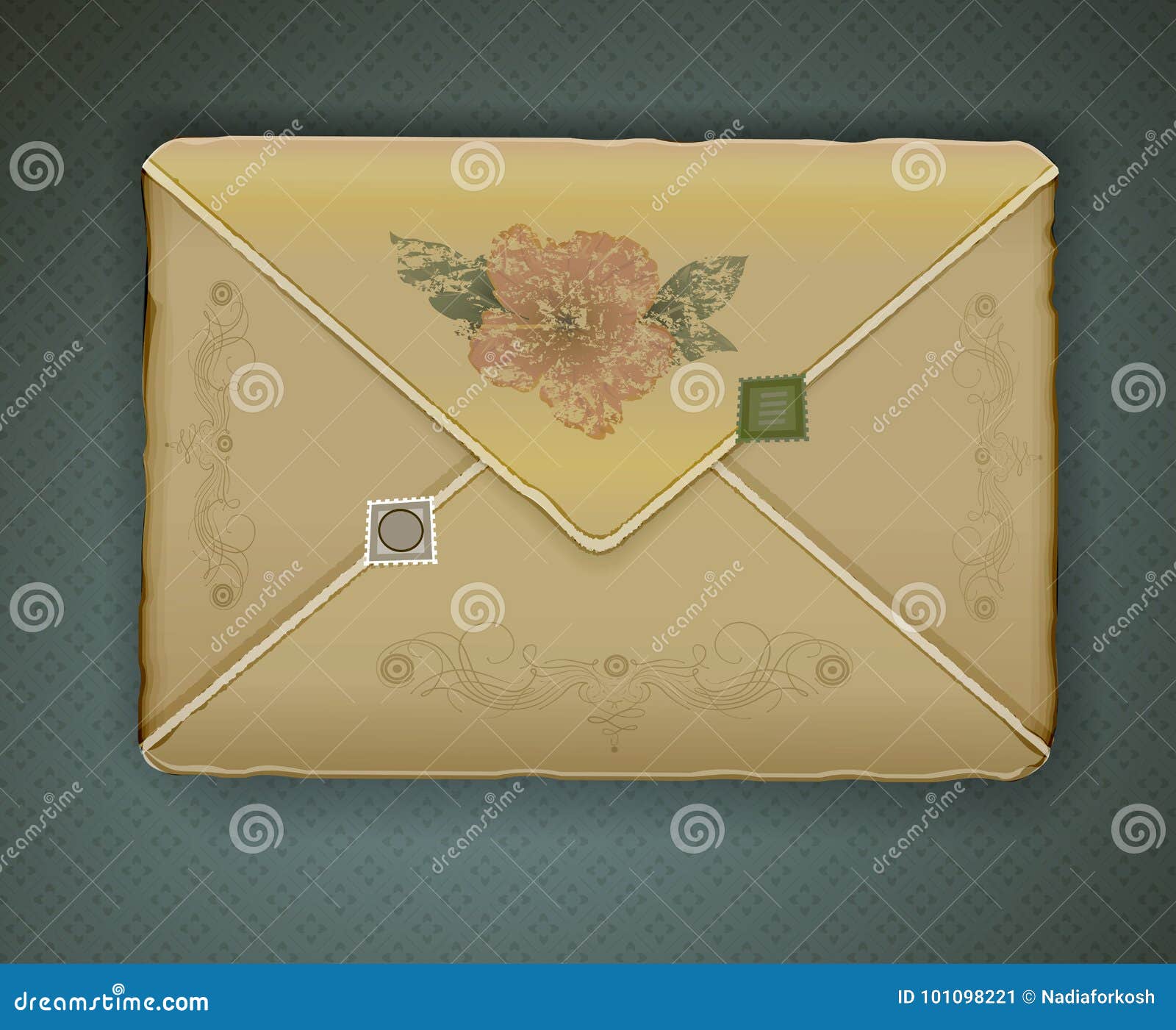 Vintage envelope , stock vector. Illustration of greeting - 101098221