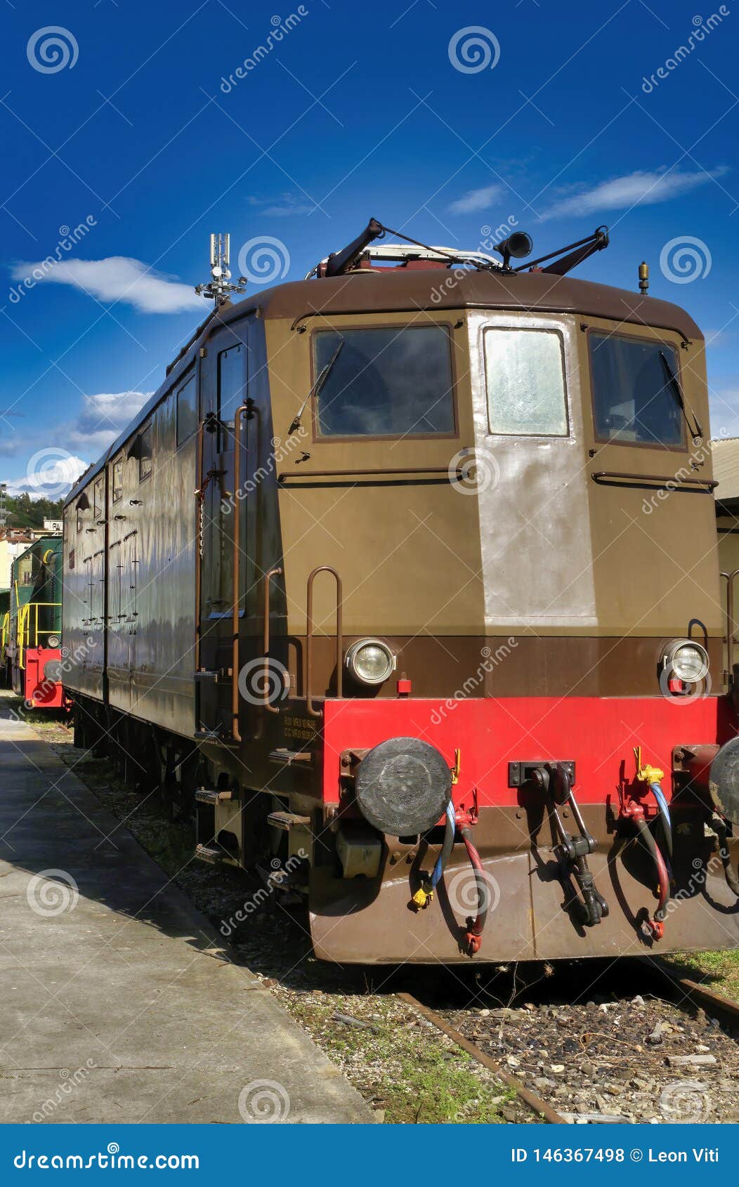Old Brown Train in a Station Stock Photo - Image of industry, blue ...