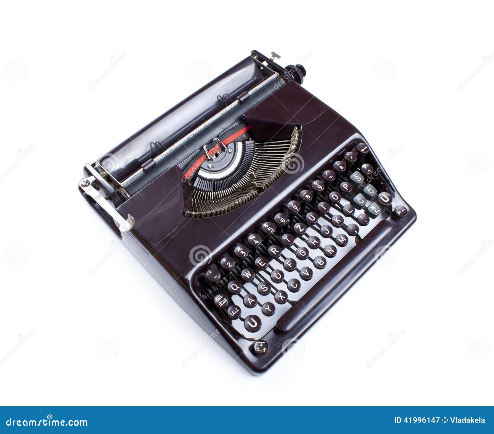 Old Brown Typewriter Isolated Stock Image - Image of fashioned, button ...