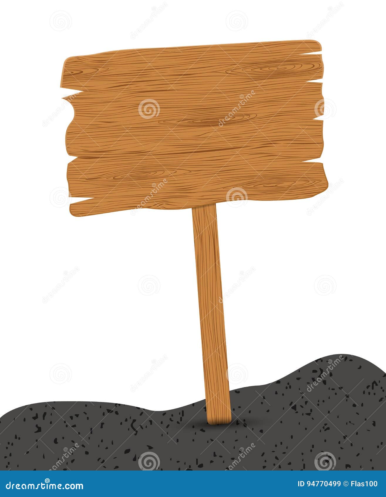 Old Brown Weathered Wooden Sign Embedded in the Ground. Stock Vector ...
