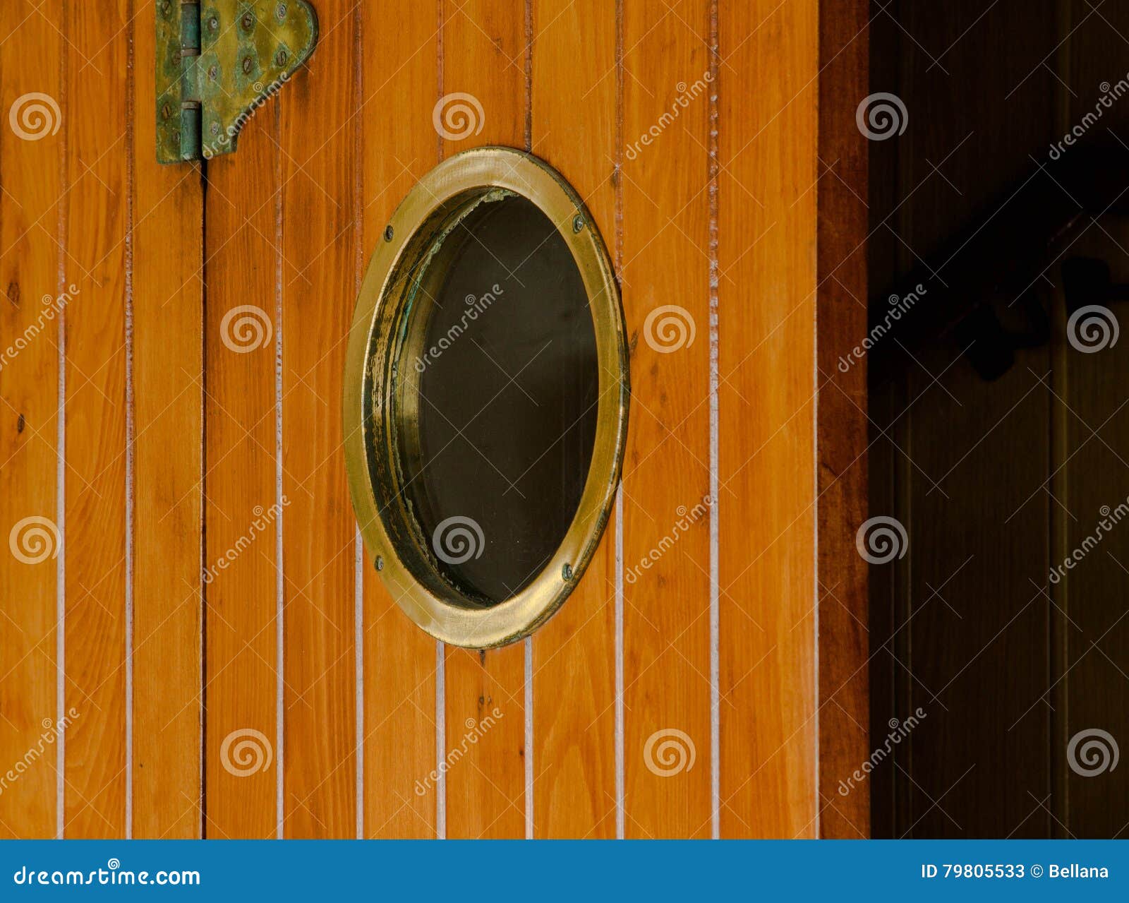 The Old Brown Wooden Ship Door Stock Image - Image of colored, brass ...