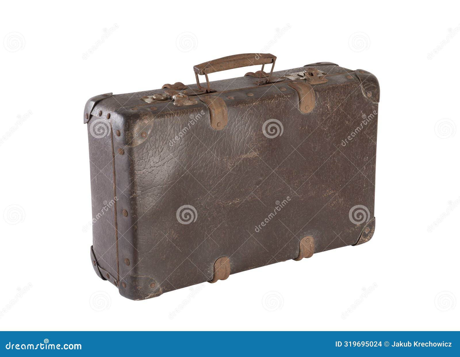 Old Brown Worn Out Suitcase Isolated on White Background Stock Photo ...