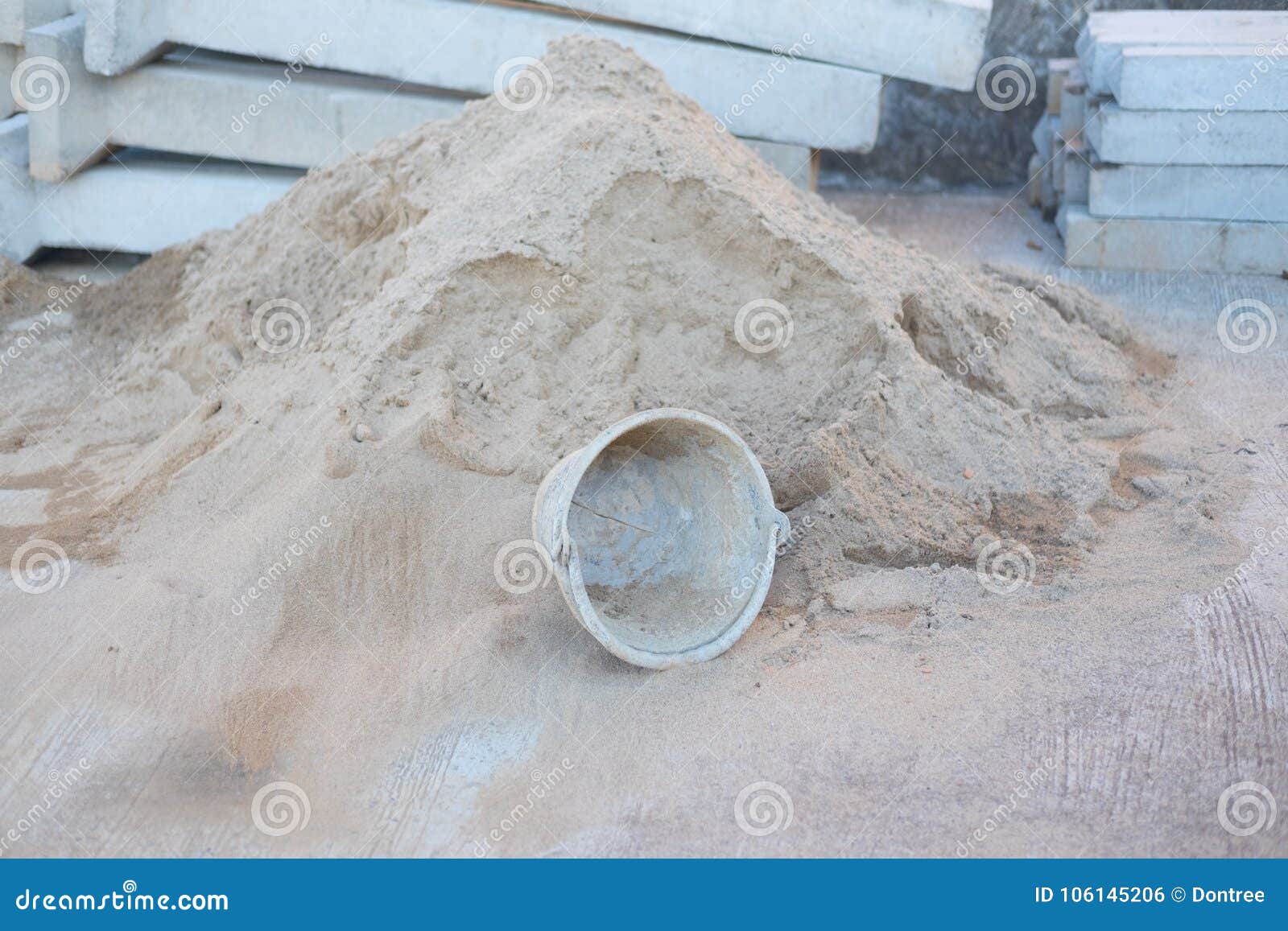 Old Bucket in Consturction Site Stock Photo - Image of instrument, sand ...