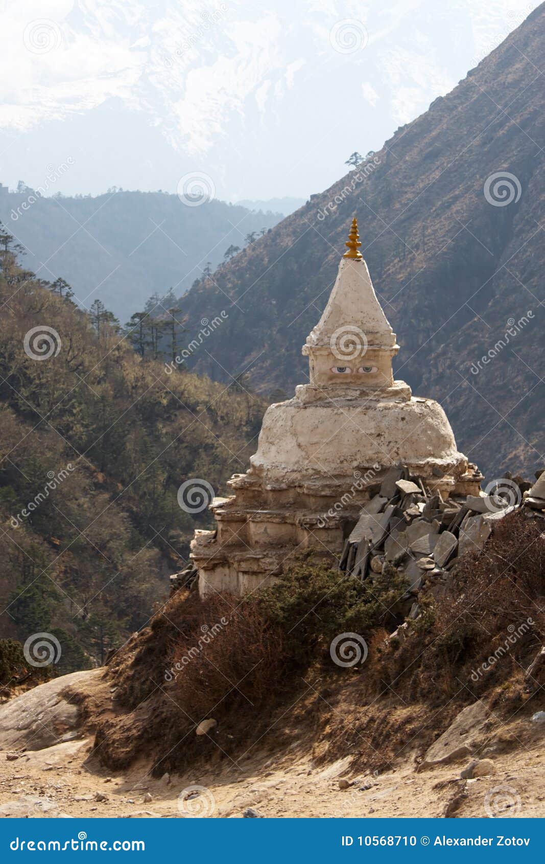 Old Buddhist Stupa in Tibet, Everest Trek, Himalayas, Nepal Stock Photo ...