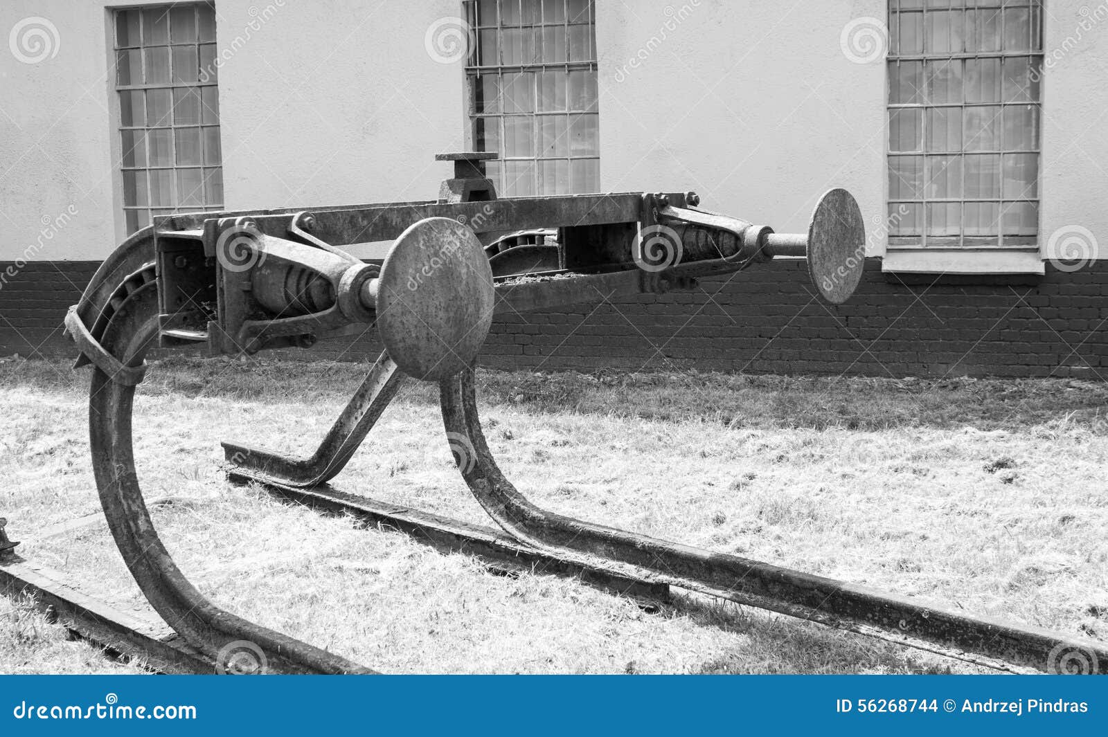 Old buffer stop b&w stock photo. Image of rail, buffer - 56268744