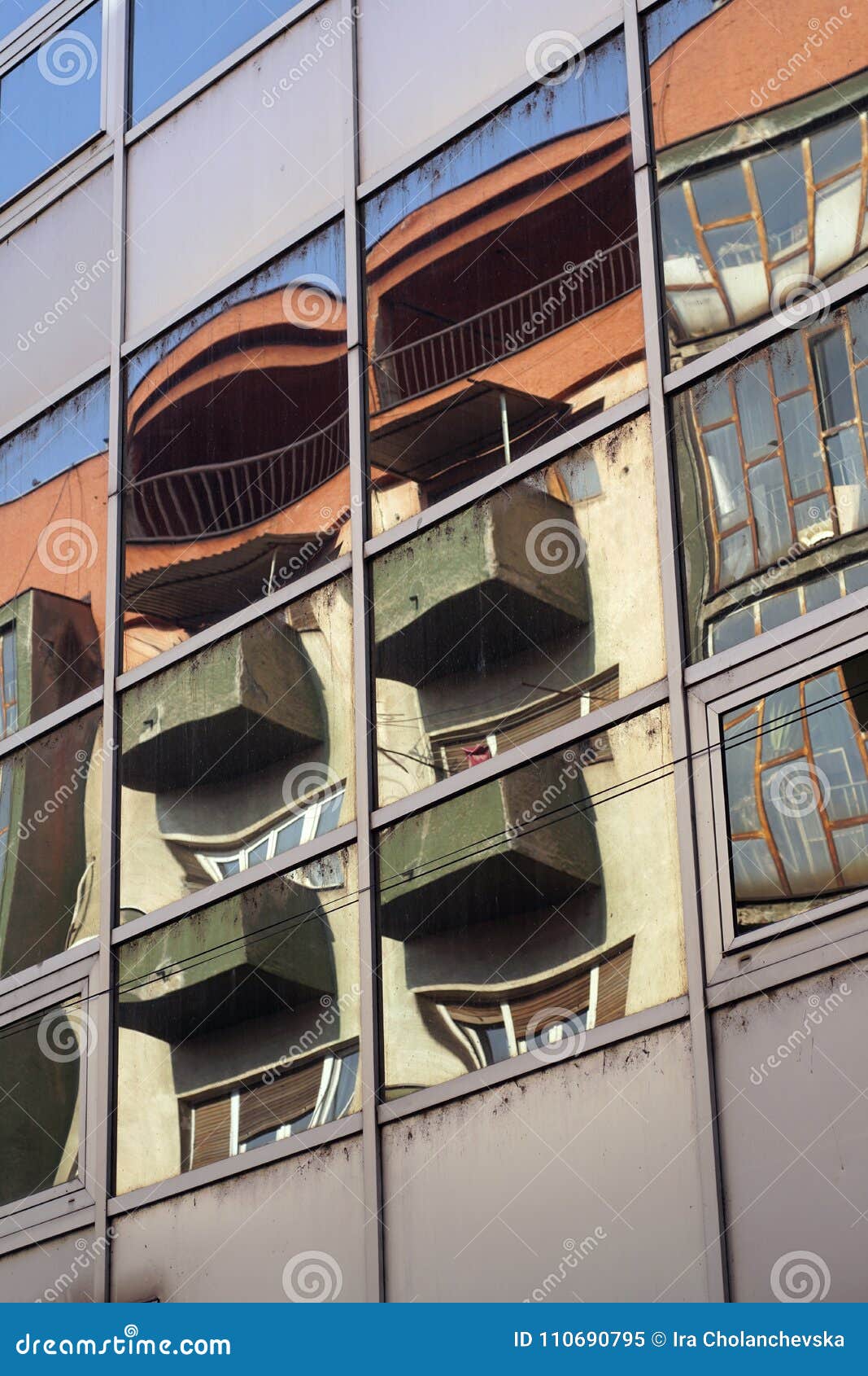 Old Building Architecture Reflected in Modern Building Stock Image ...