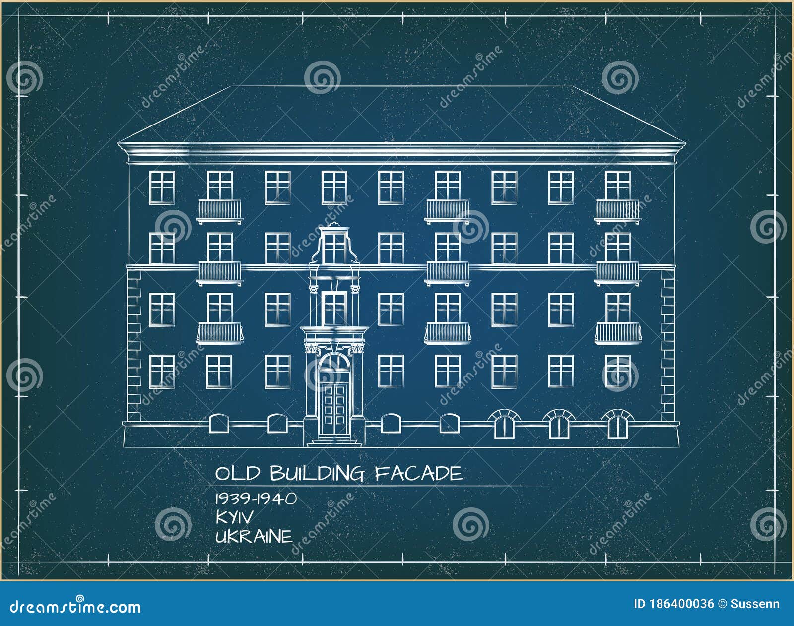 Old Building Blueprint stock vector. Illustration of engineer - 186400036