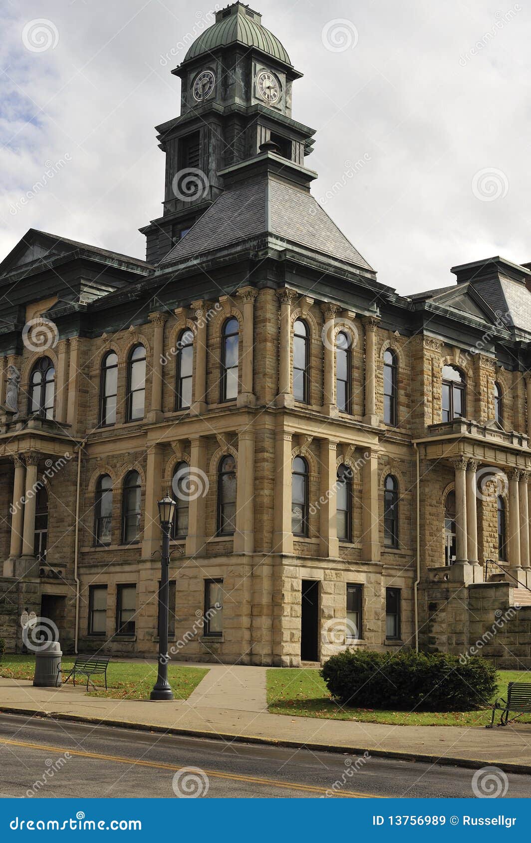 Old Building with a Clock Tower Stock Image - Image of exterior, stone ...