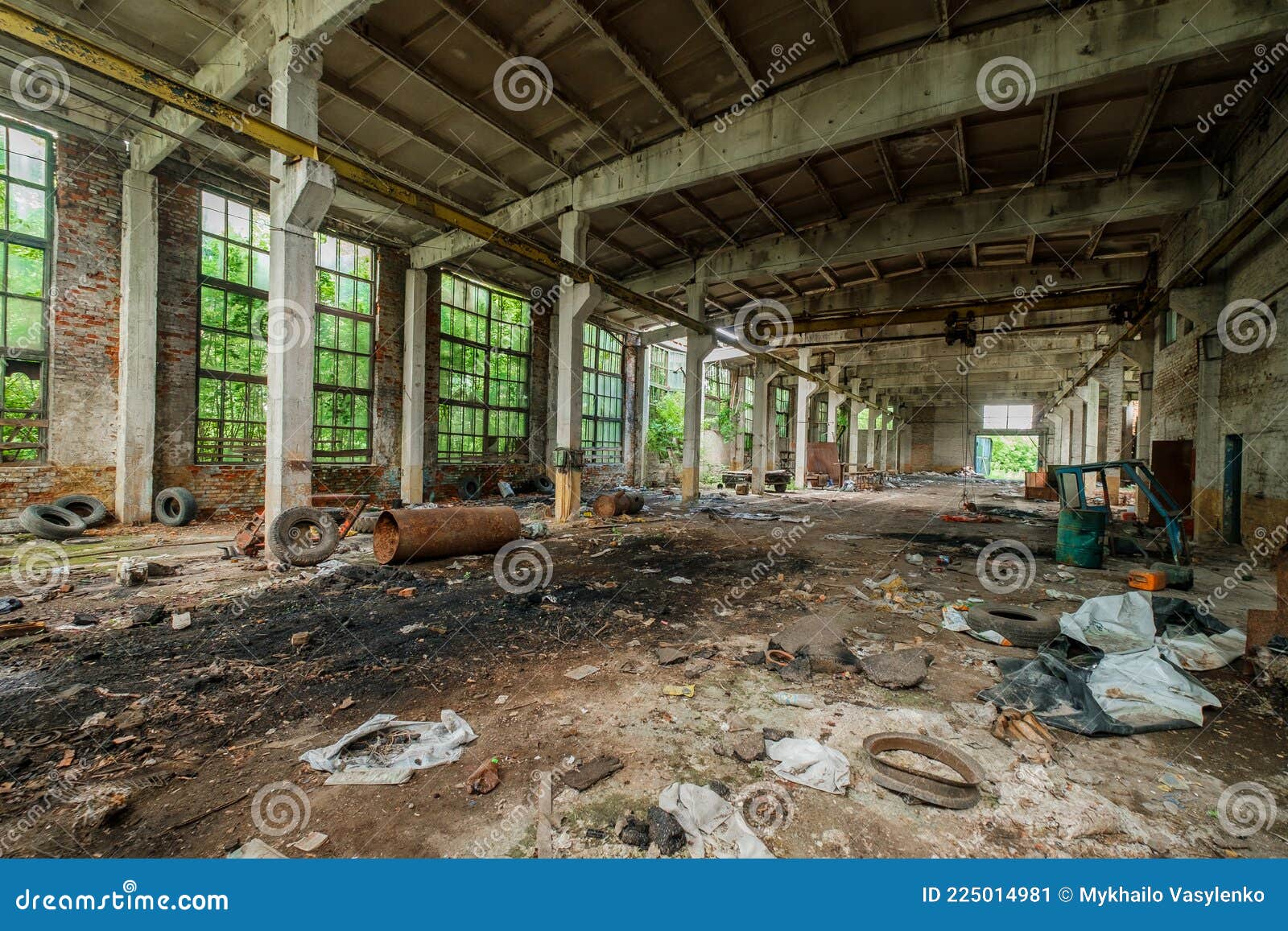 Old Building of a Closed Workshop. Dump Stock Image - Image of window ...