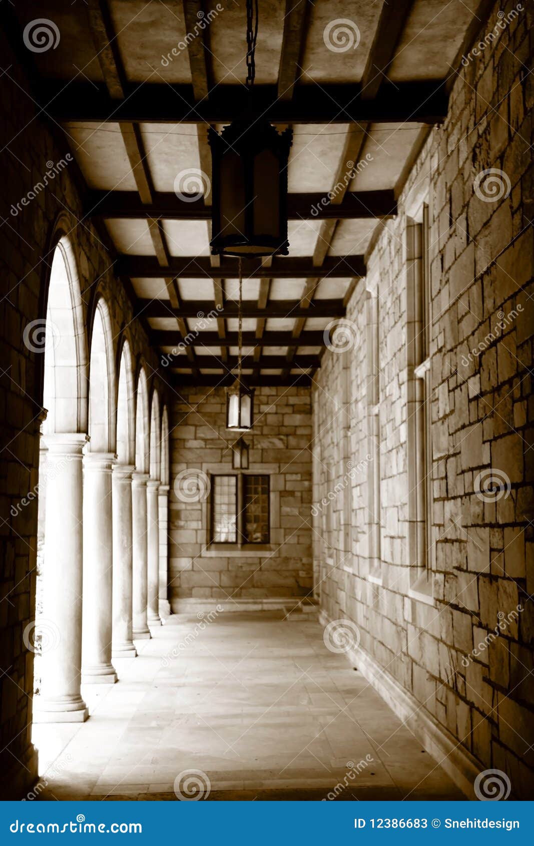 Old building corridor stock image. Image of street, architecture - 12386683