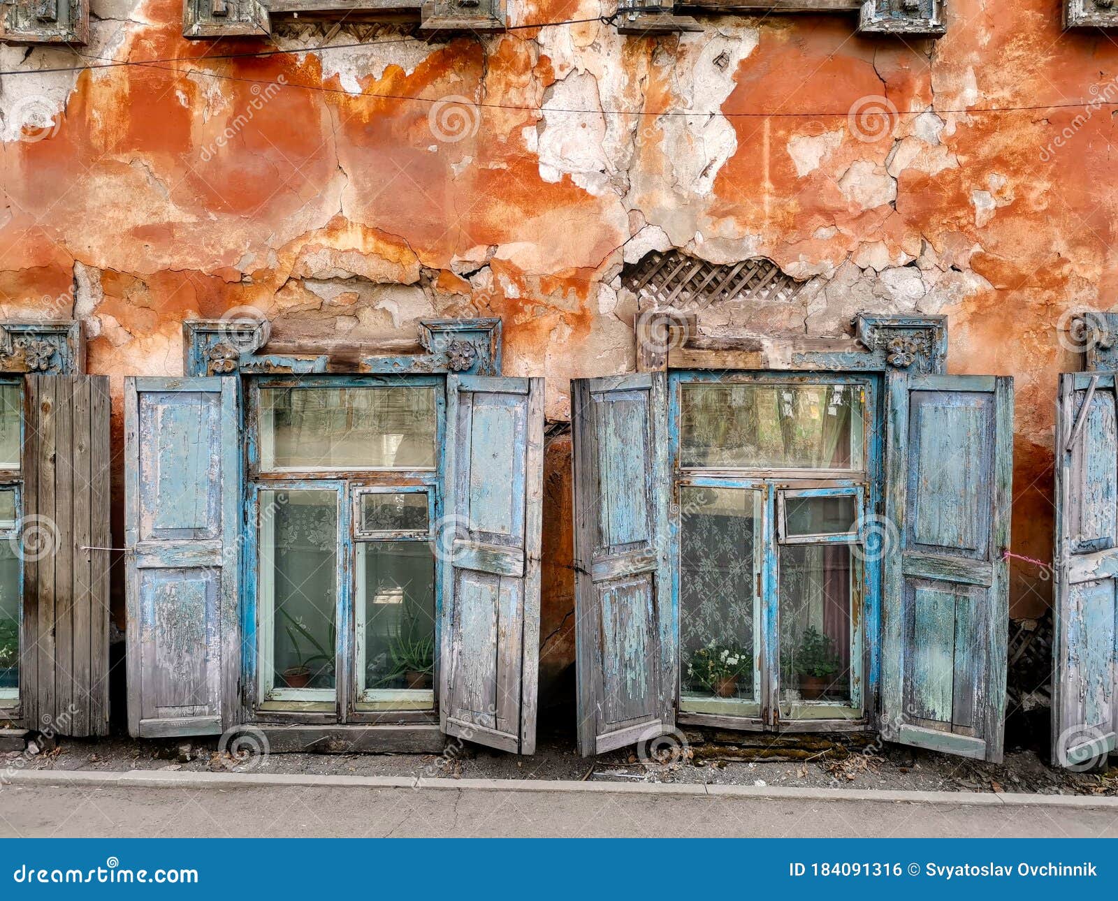 Old Building Exterior with Windows Stock Photo - Image of frame ...