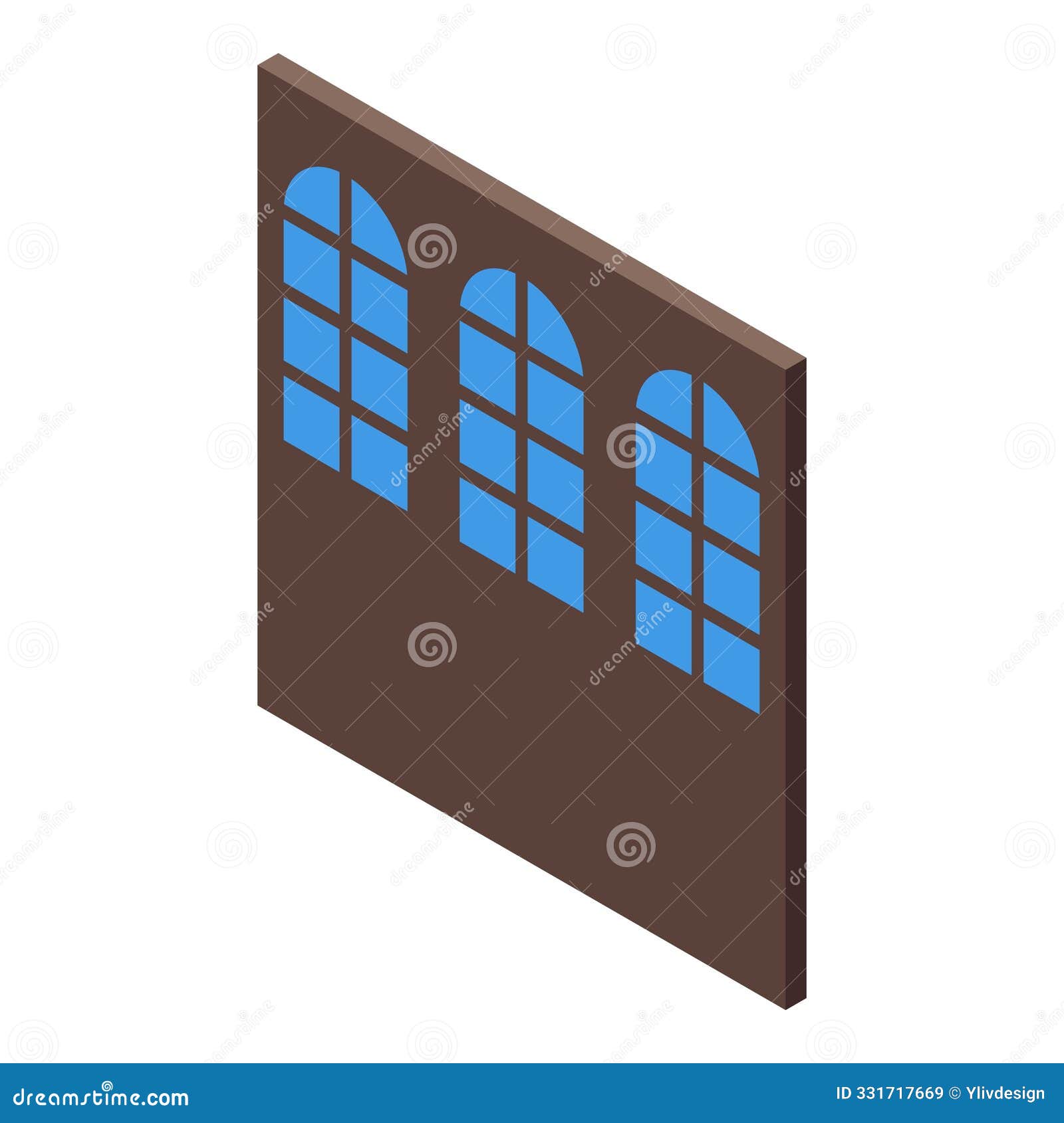 Old Building Facade with Arched Windows Isometric View Stock ...
