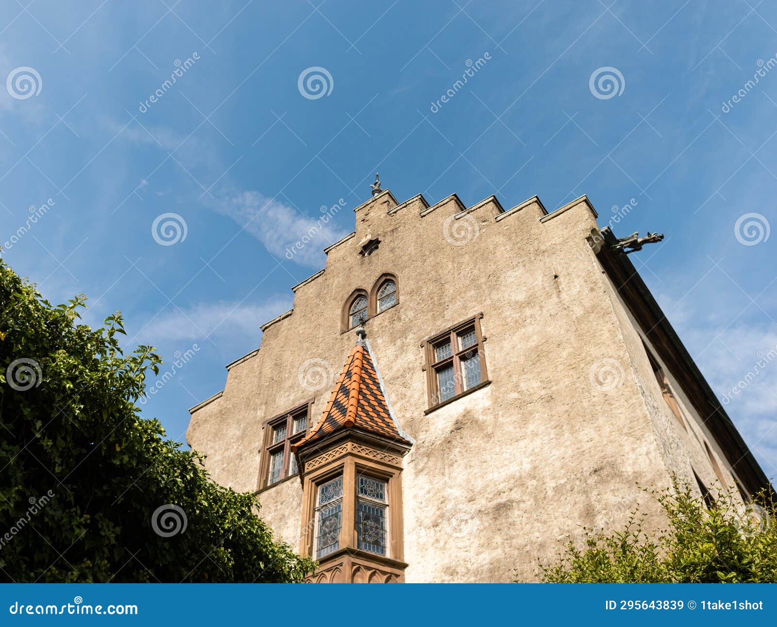 Medieval Building Facade from a Low Angle Stock Image - Image of ...