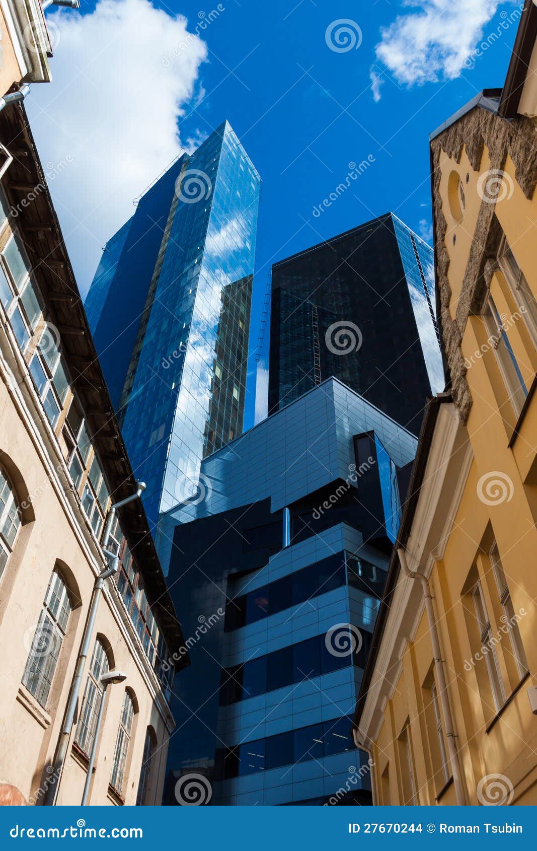 Old Building in Front of Skyscraper Stock Photo - Image of high ...