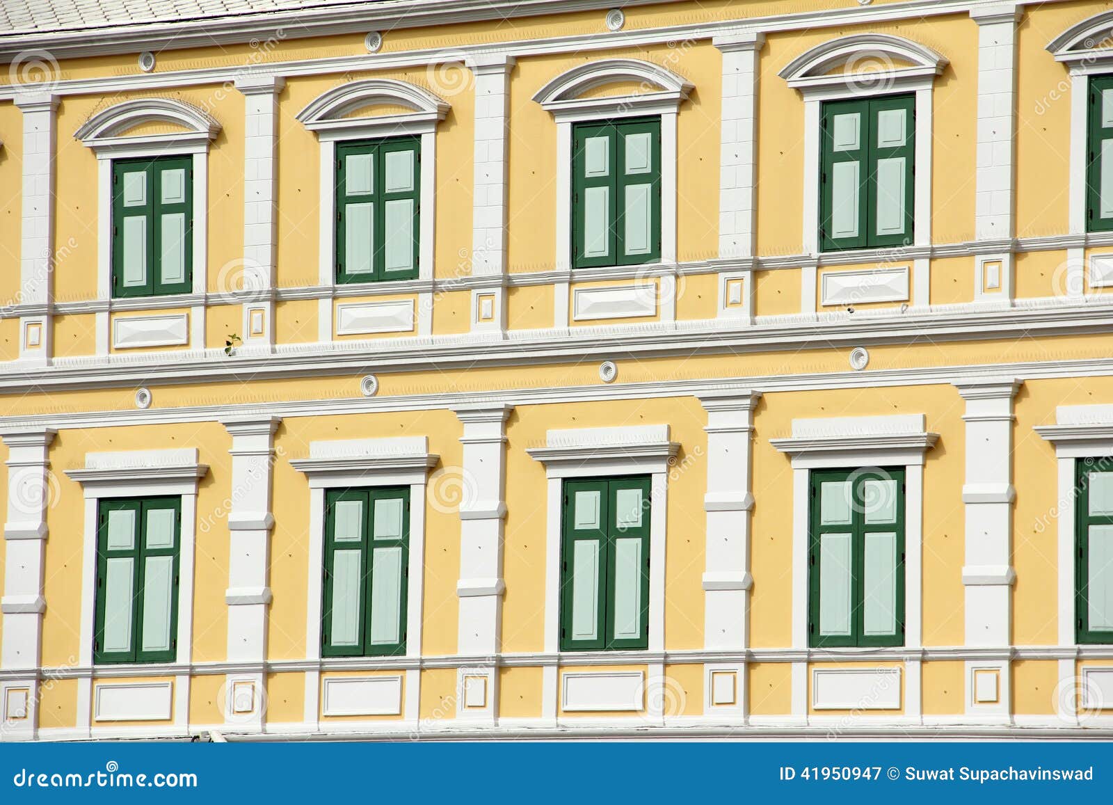 Old Building Green Color Window Design Stock Image - Image of color ...
