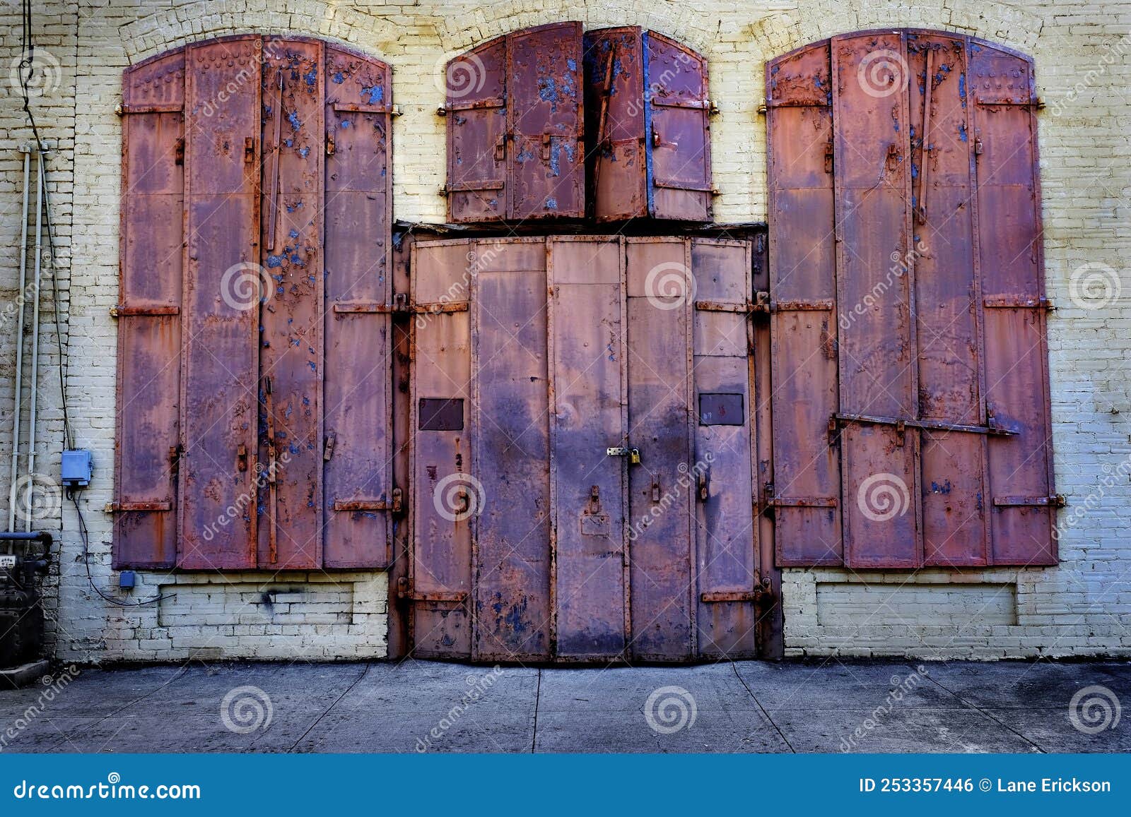Old Building with Iron Metal Shutters for Fire Protection Stock Photo ...