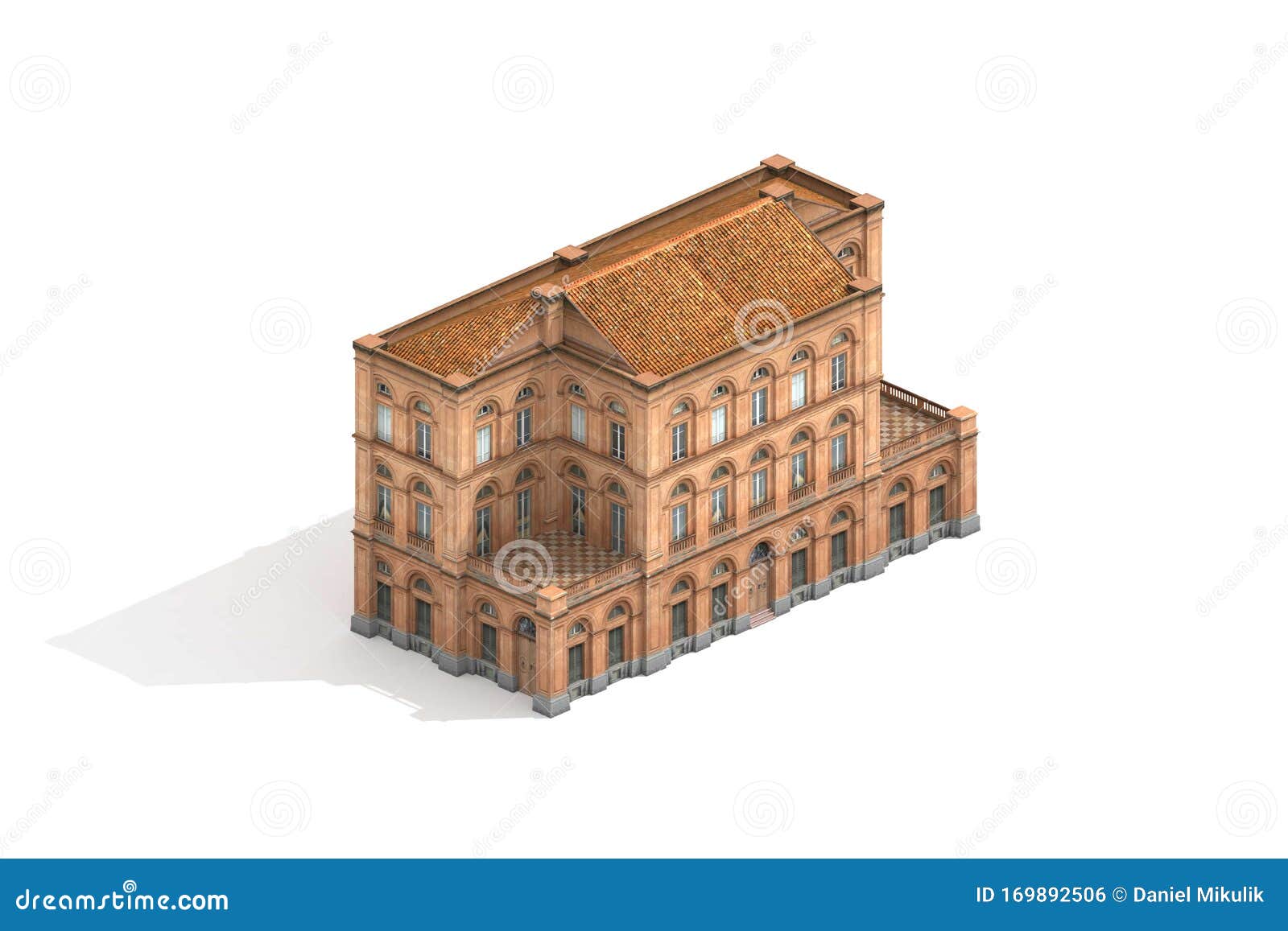 Old Building in Isometric on White Background. Stock Illustration ...