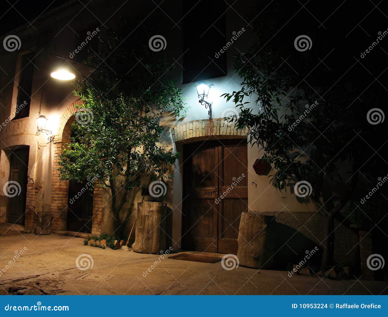 Old building lit at night stock photo. Image of outside - 10953224