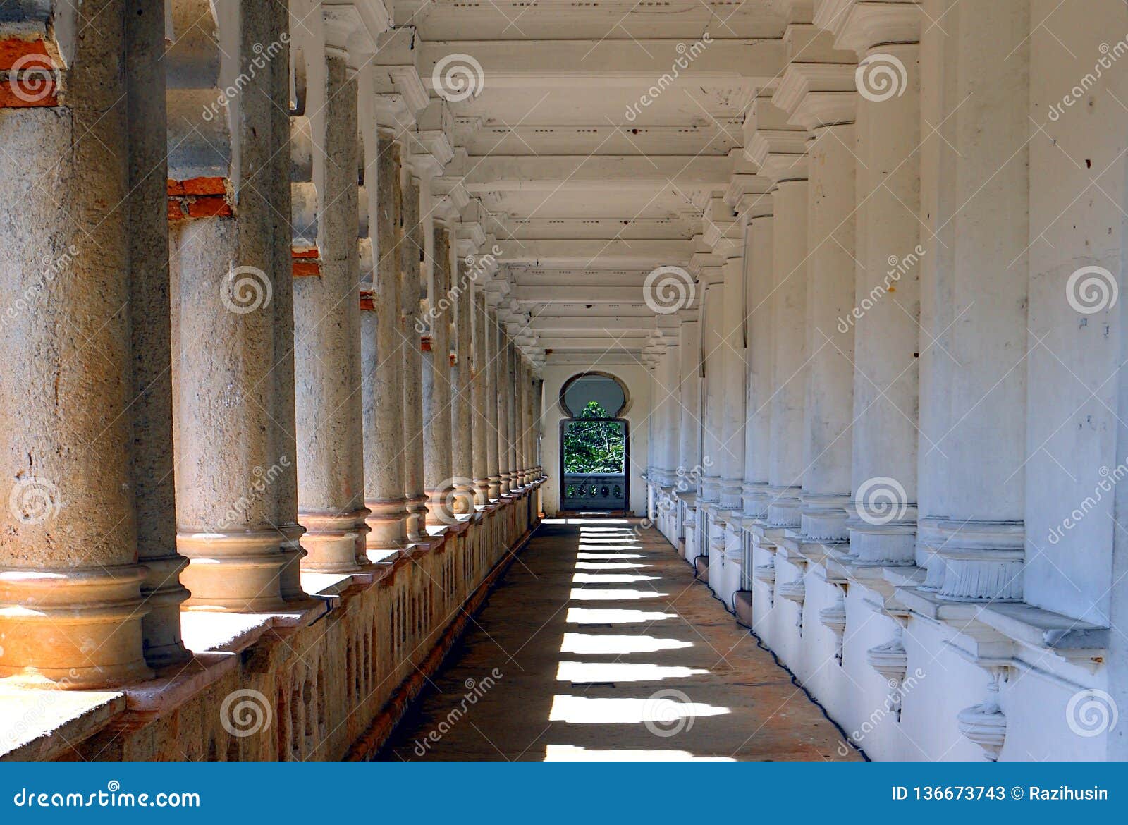 Old Building Long Perspective Corridor View Stock Image - Image of ...