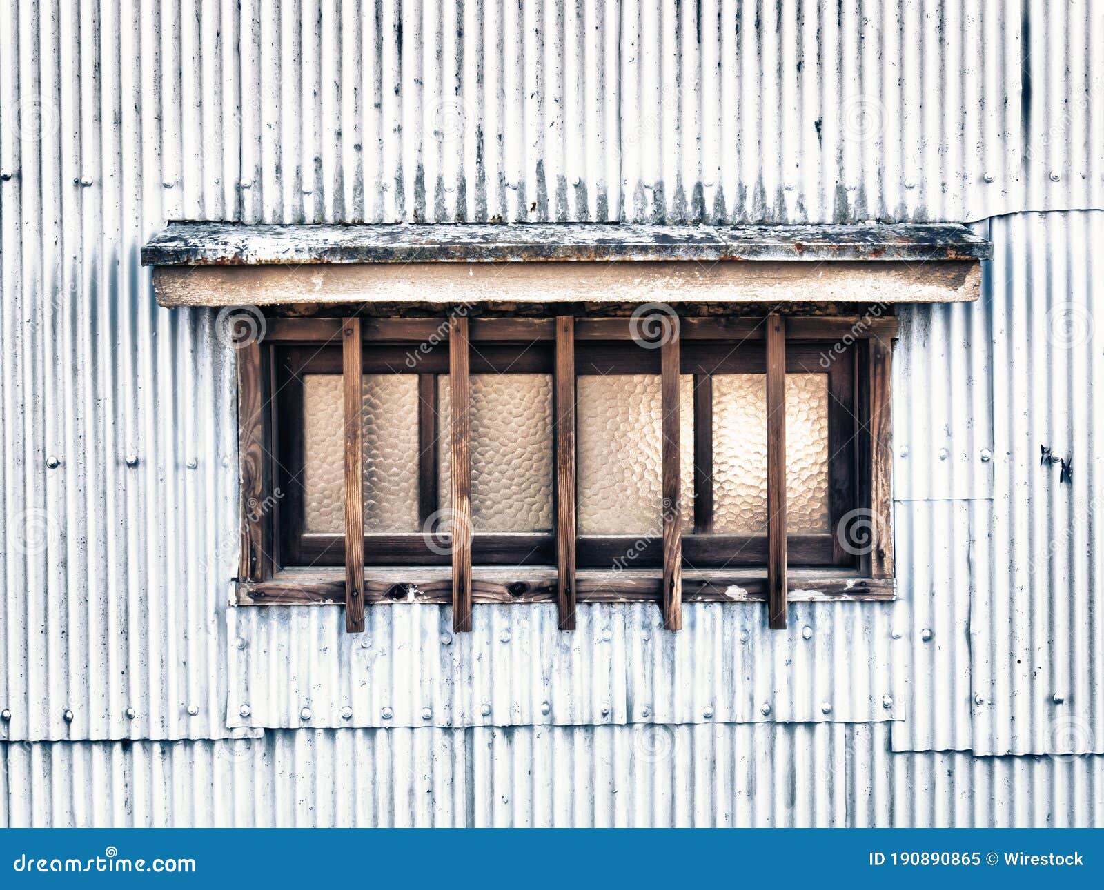 Old Building with Metal Walls and an Old Window Stock Image - Image of ...