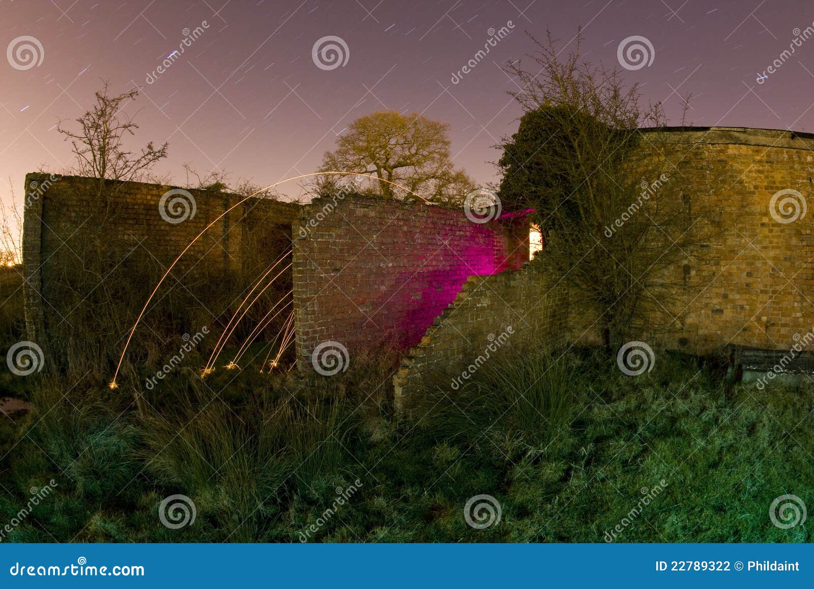 Old building at night stock photo. Image of abandoned - 22789322