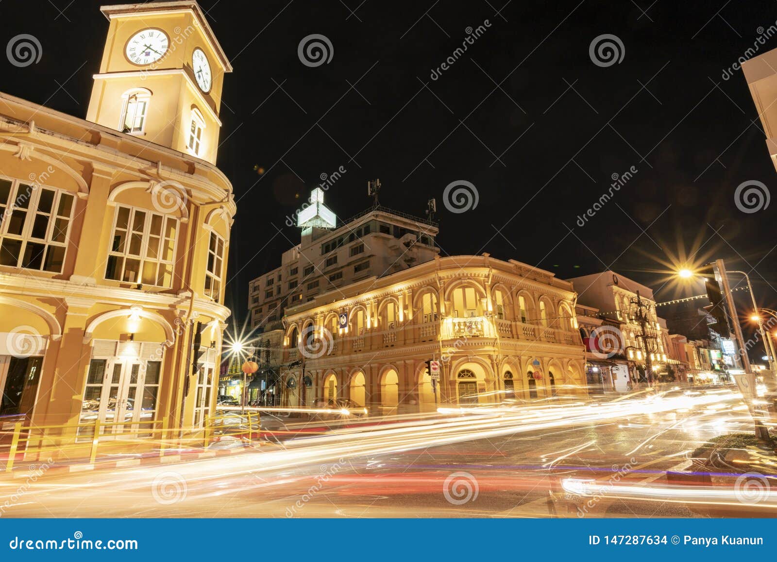 Old Building in Night Time Phuket Town Thailand Stock Photo - Image of ...
