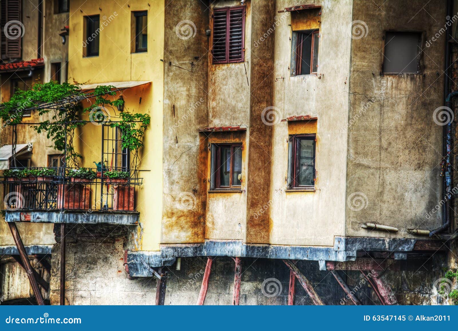 Old Building Shored Up Terrace Ponte Vecchio Stock Photos - Free ...