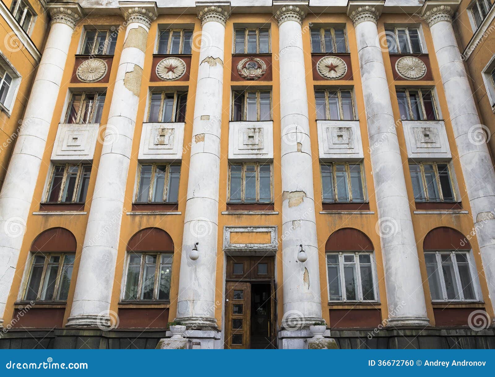 Old Building with Soviet Symbols Stock Photo - Image of design, sickle ...
