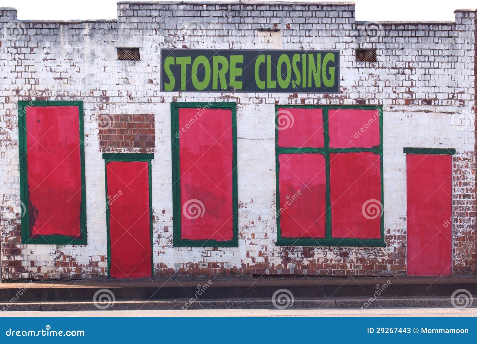 Old Building with Store Closing Sign Stock Image - Image of worn, steel ...