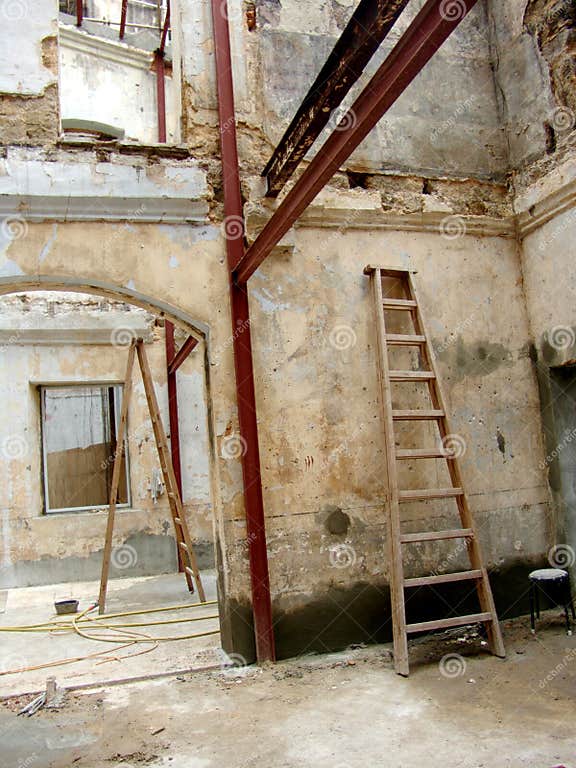 Old Building Under Reconstruction Stock Image - Image of facade ...