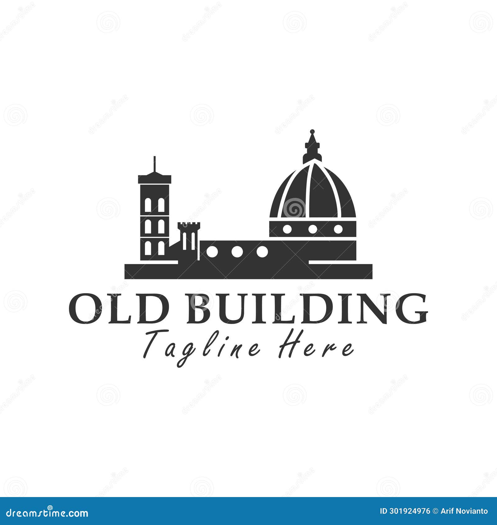 Old Building Vector Illustration Logo Stock Illustration - Illustration ...